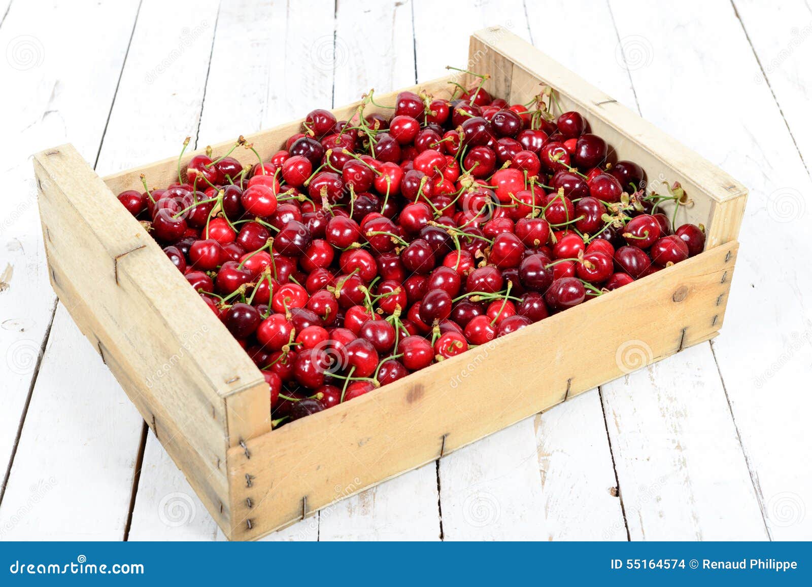 Crate of Cherries on the Wooden Table Stock Photo - Image of fruit ...