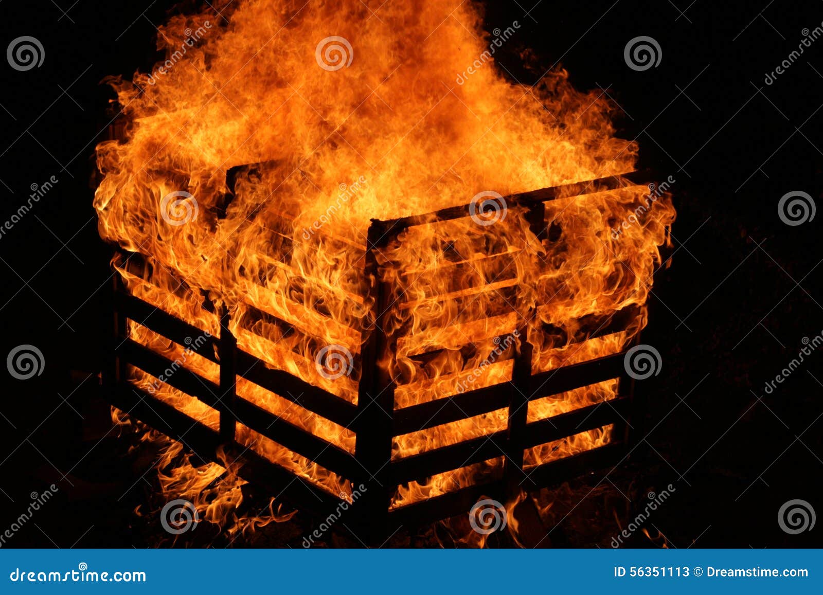 Crate on fire stock image. Image of crate, campfire, smoke - 56351113