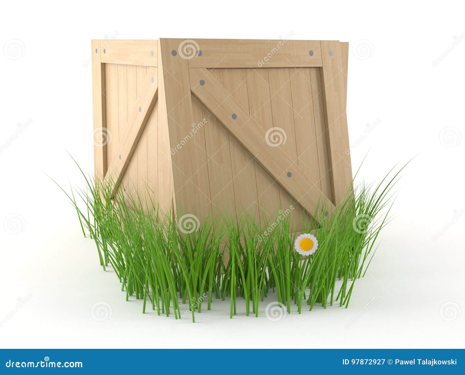 Crate with grass stock illustration. Illustration of single - 97872927