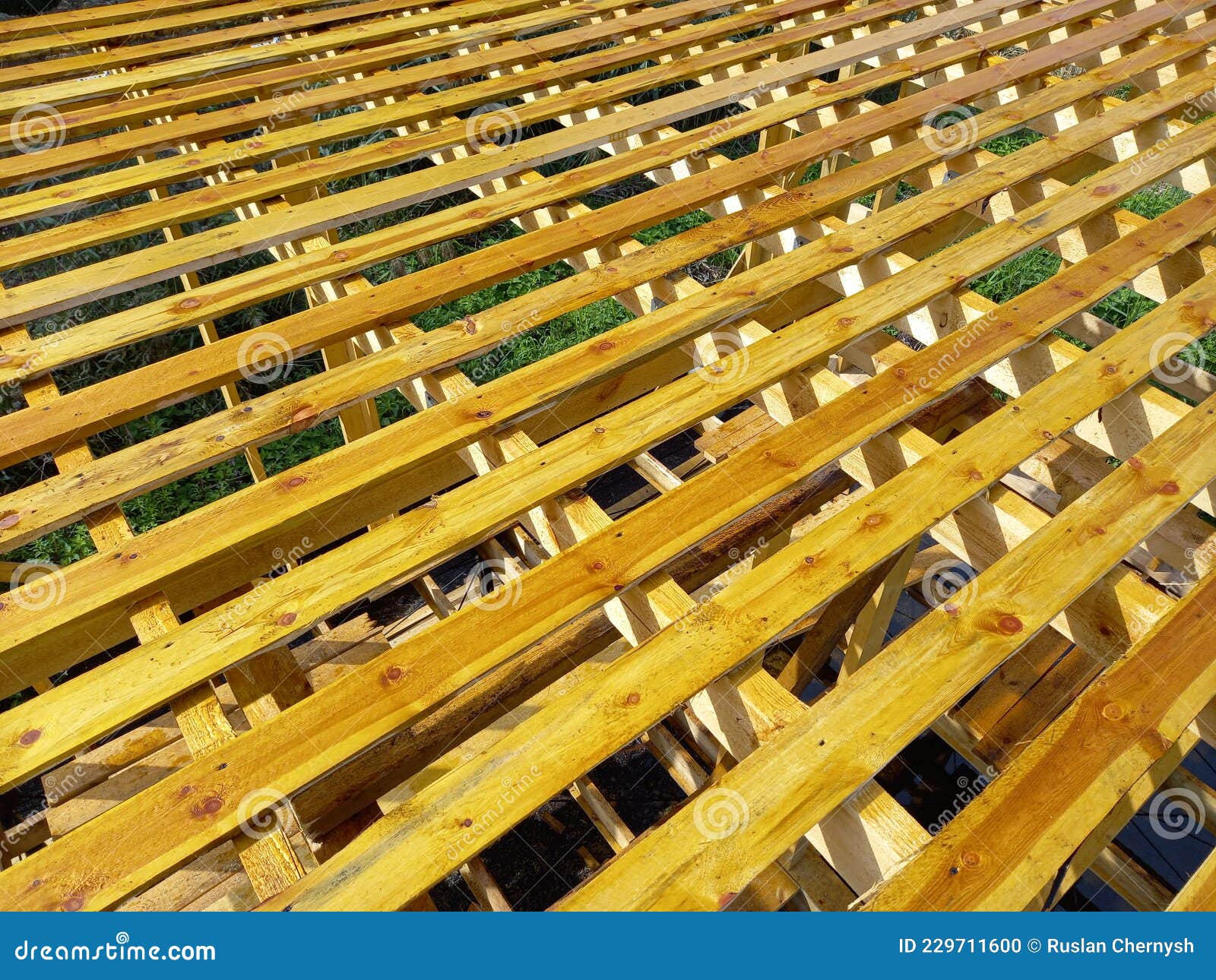 Crate of a Wooden Flat Roof Stock Photo - Image of crate, truss: 229711600