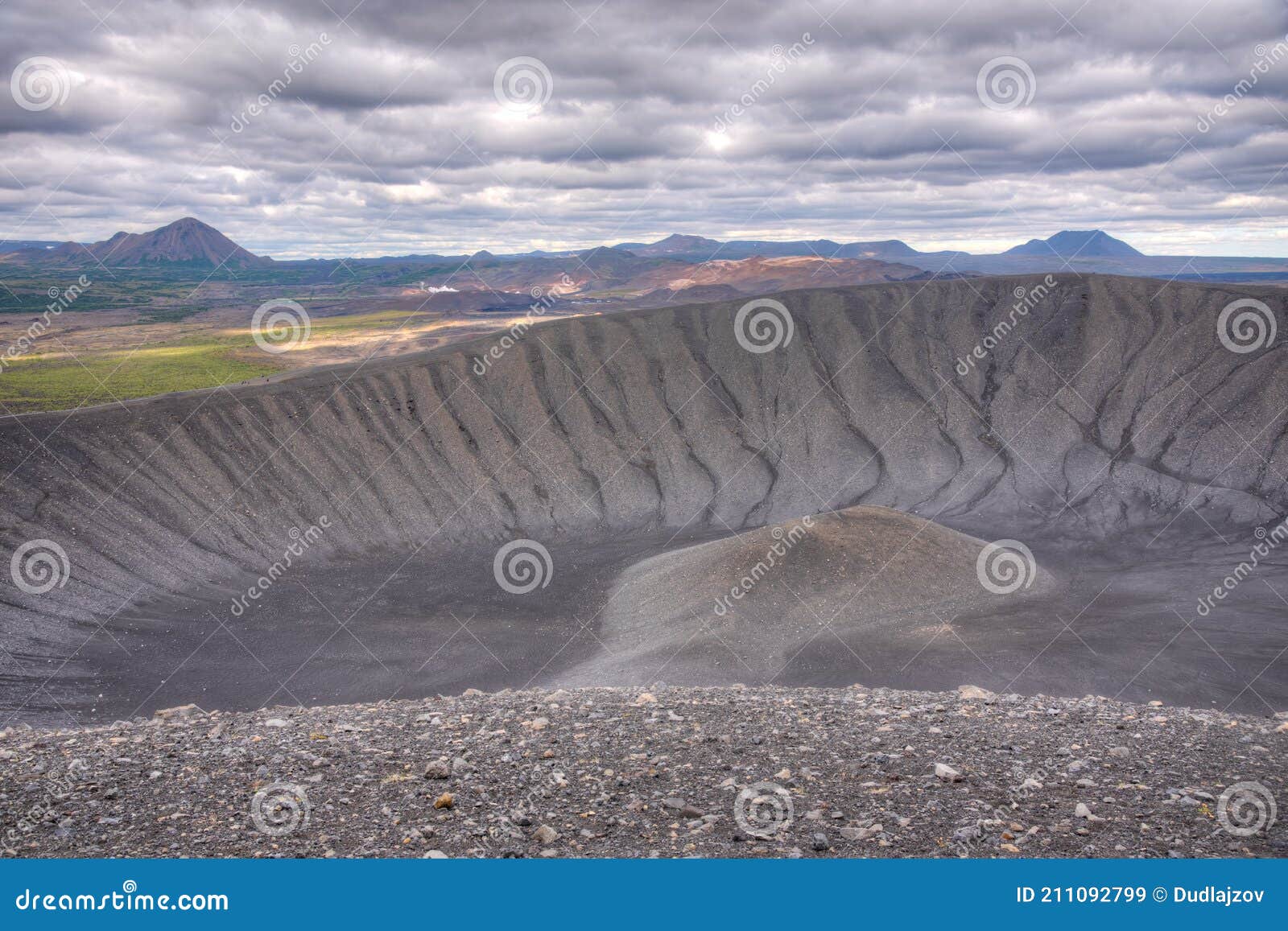 Crater of Hverfjall Volcano on Iceland Stock Image - Image of travel ...