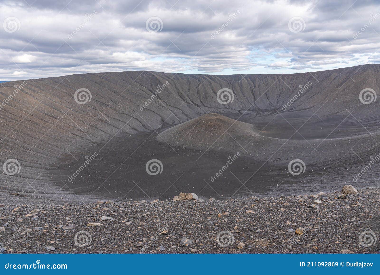 Crater of Hverfjall Volcano on Iceland Stock Image - Image of crater ...