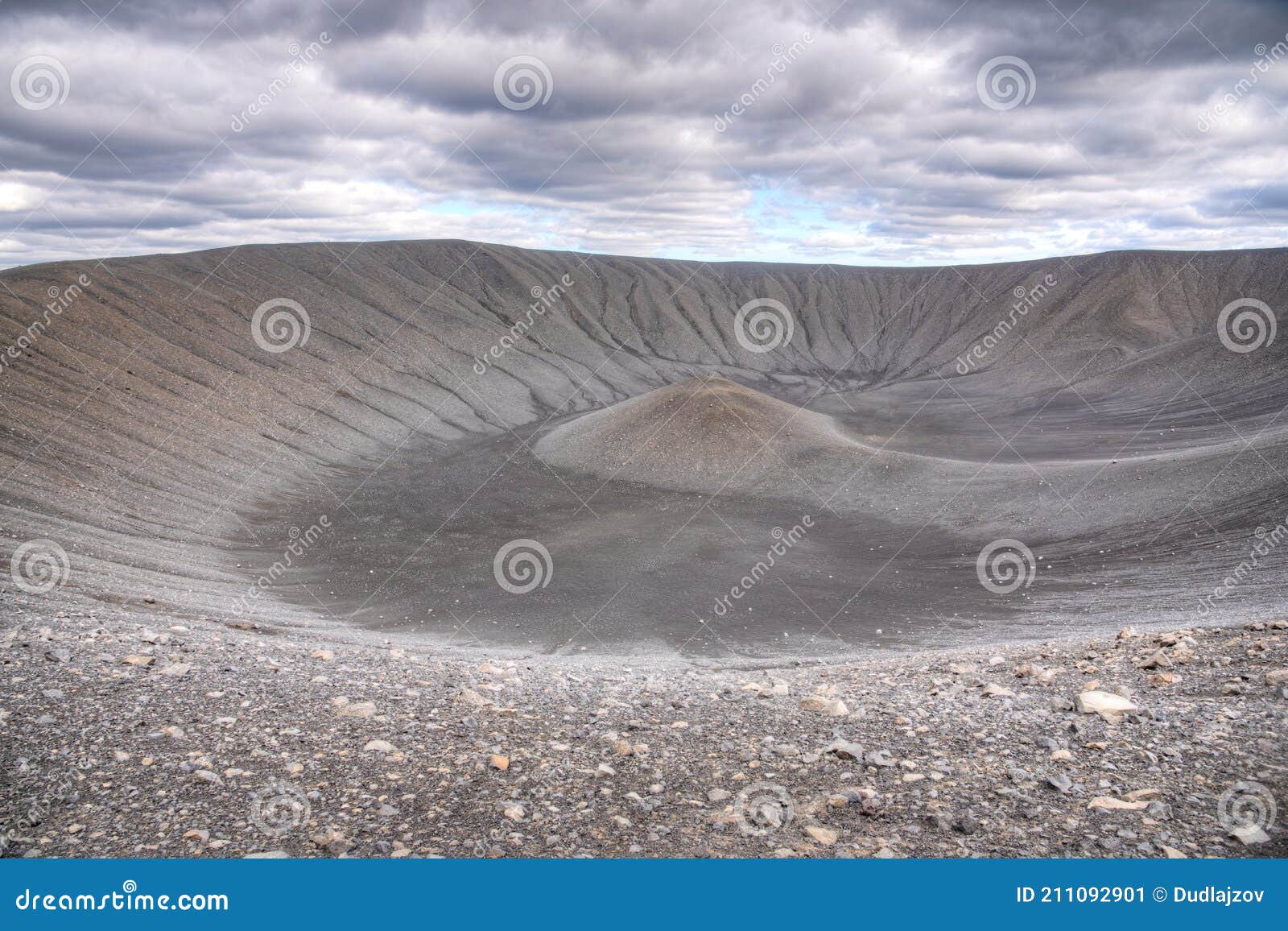 Crater of Hverfjall Volcano on Iceland Stock Image - Image of hole ...