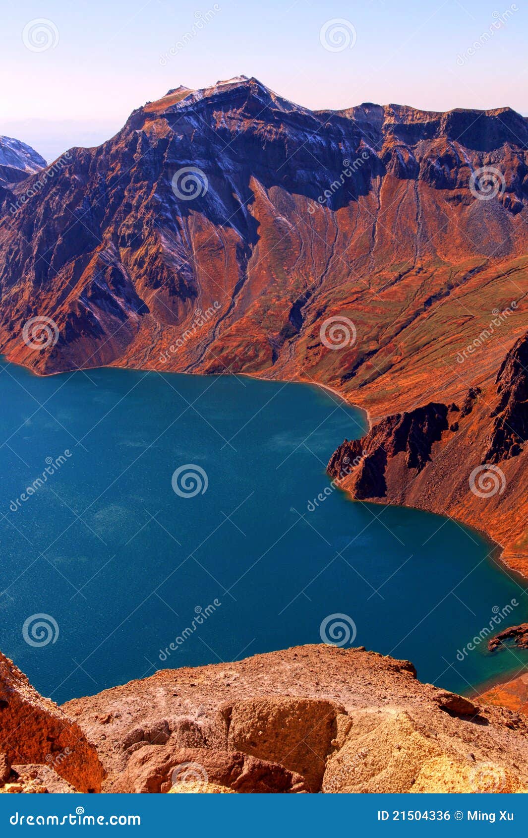 Crater Lake of Changbai Mountain Stock Photo - Image of fall, blue ...