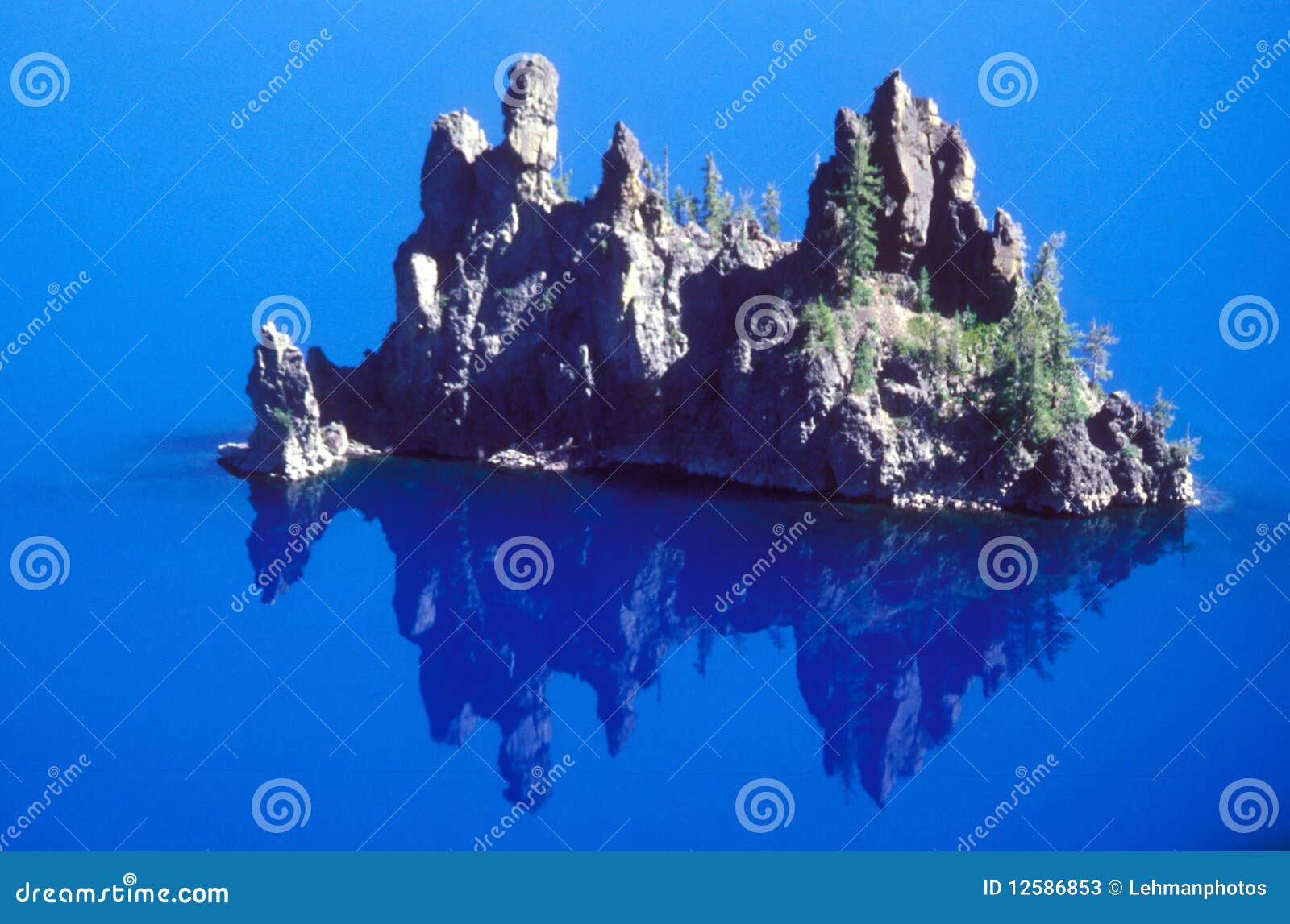 Crater Lake Phantom Ship stock image. Image of point - 12586853