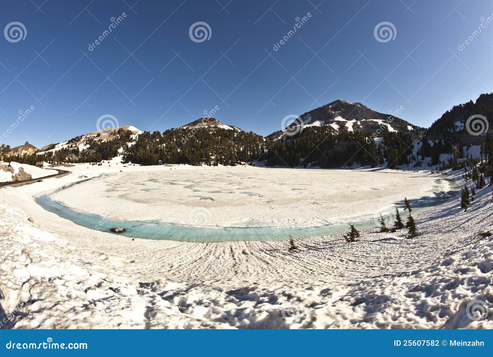 Crater Lake with Snow on Mount Stock Photo - Image of peak, lassen ...