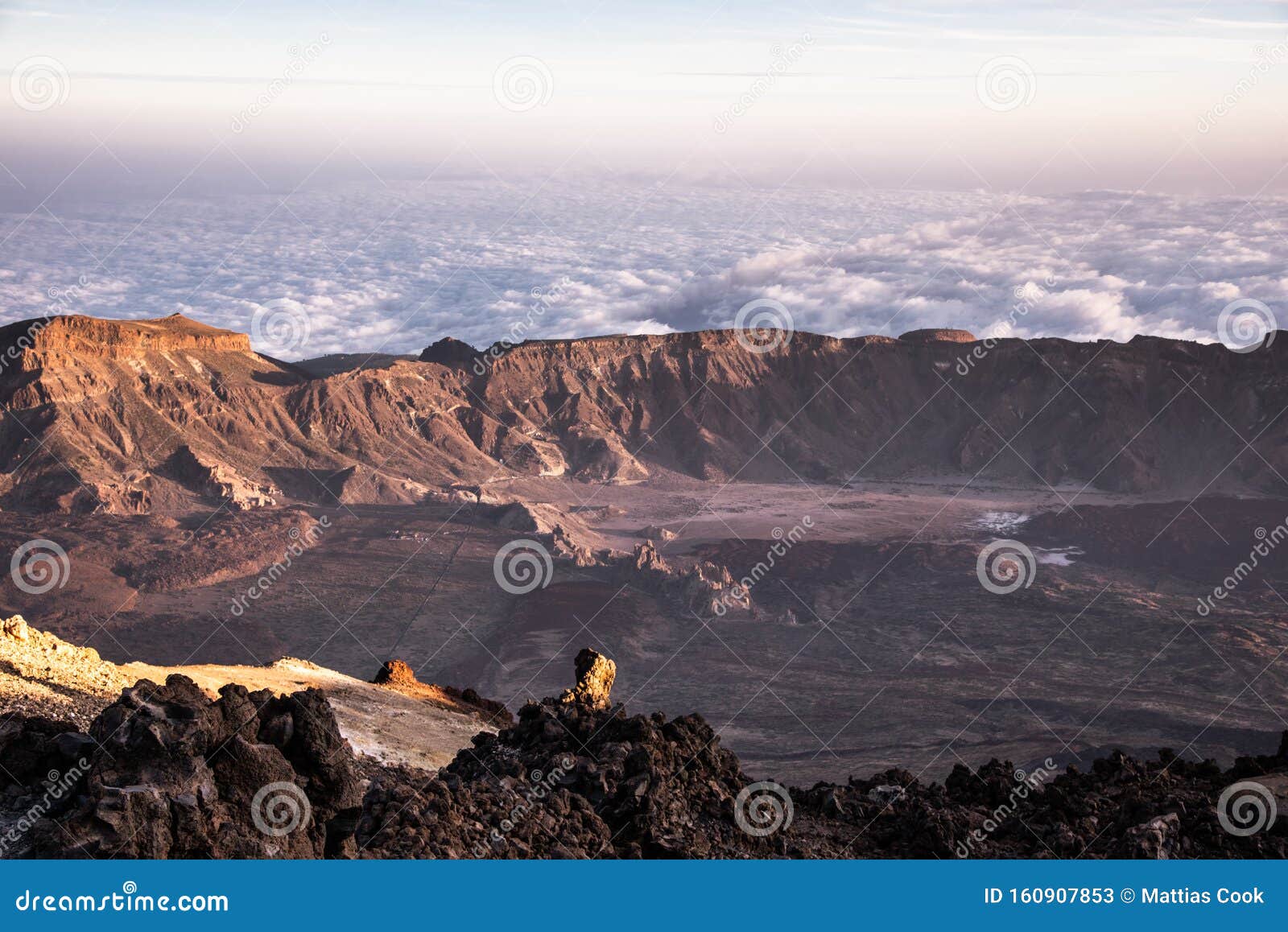 Crater of Mount Teide with Dramatic Clouds Stock Image - Image of ...