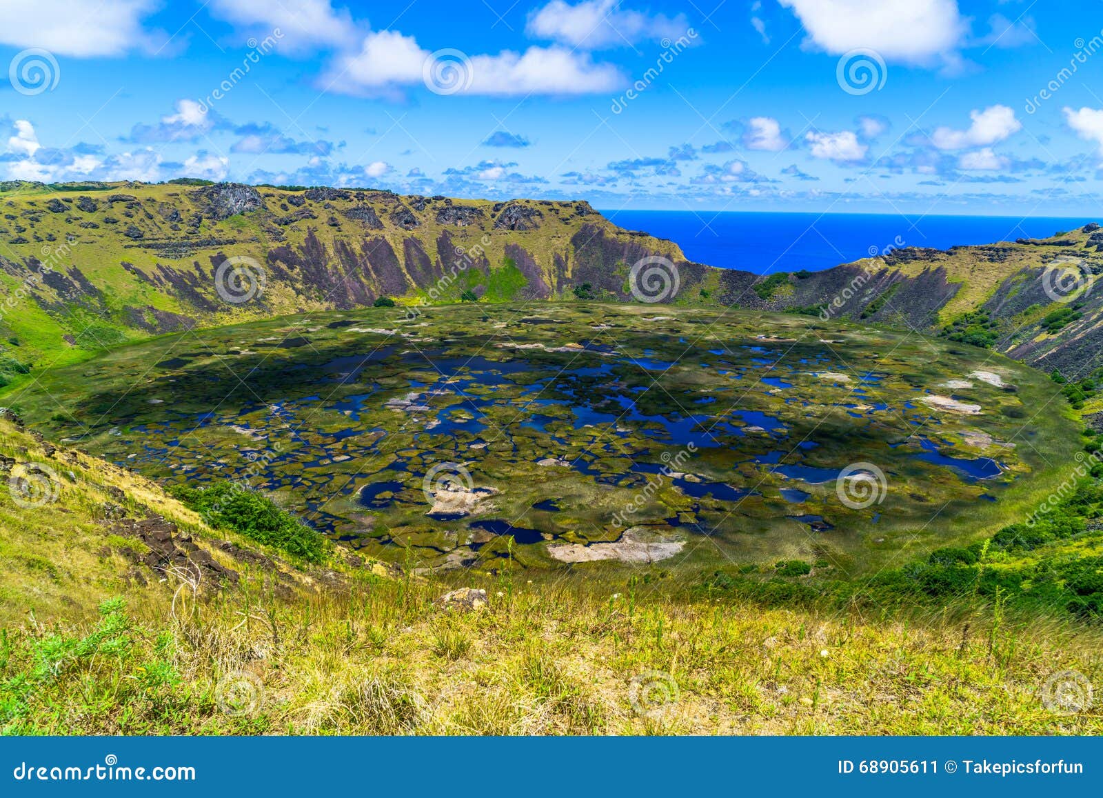 The crater of Rano Kau stock image. Image of national - 68905611