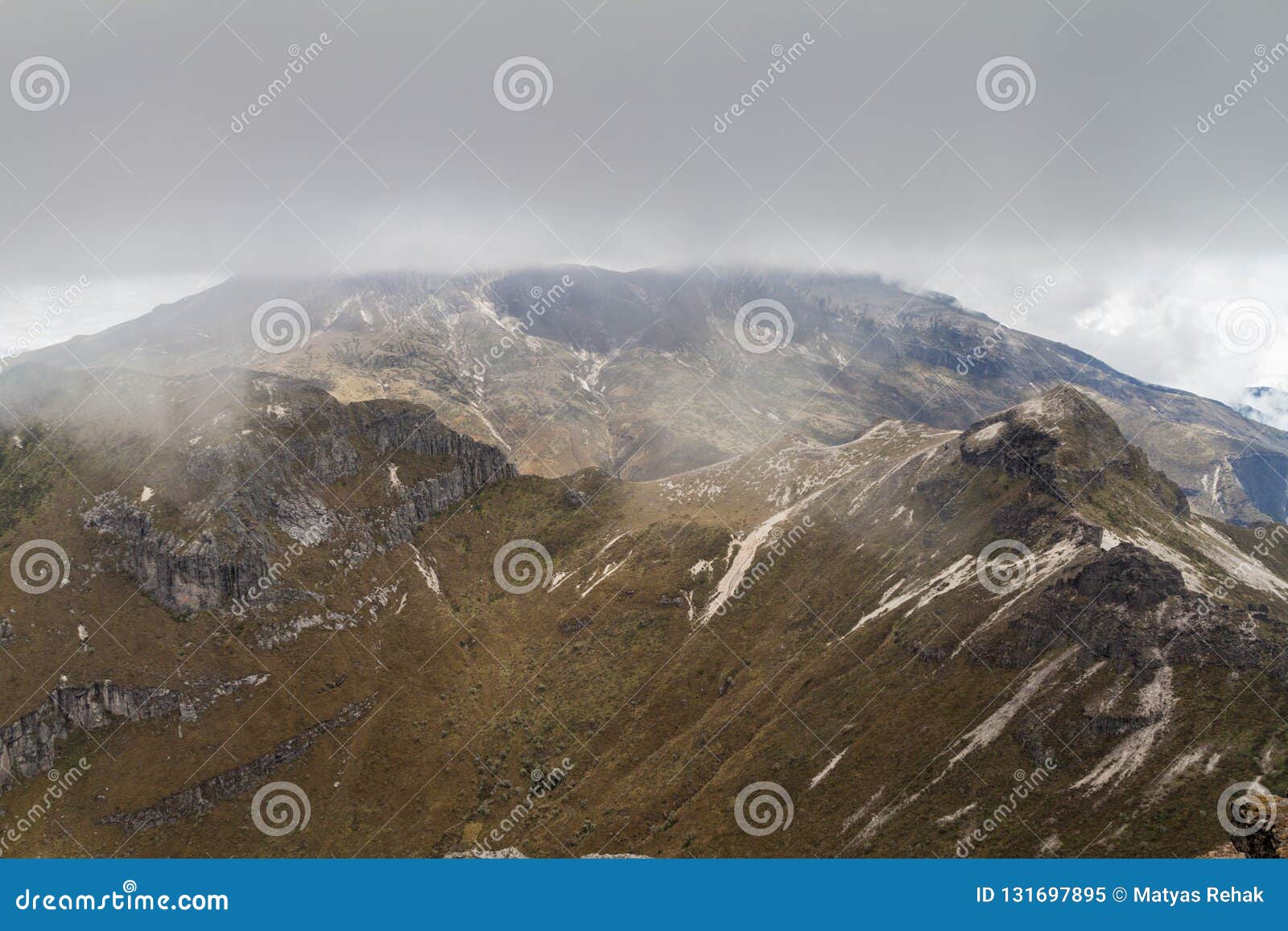 Crater of Rucu Pichincha Volcano Stock Image - Image of high, hiker ...