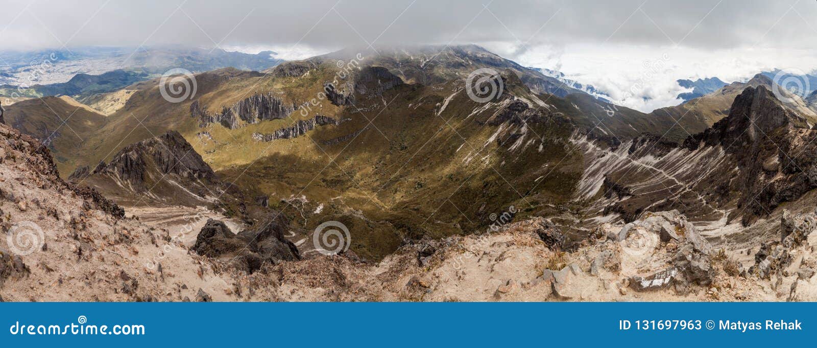 Crater of Rucu Pichincha Volcano Stock Image - Image of eruption ...
