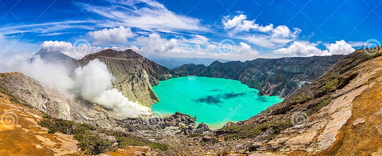 Crater volcano Ijen, Java stock photo. Image of travel - 344538850