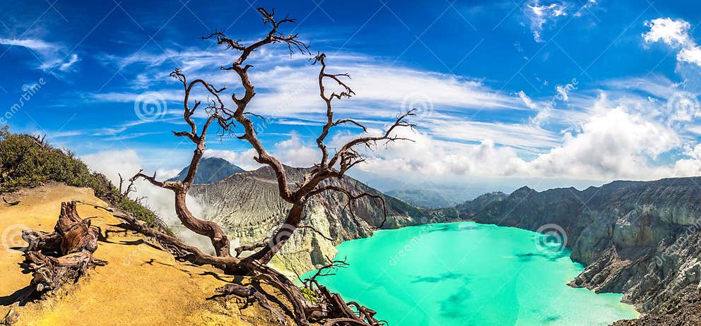 Crater volcano Ijen, Java stock photo. Image of mountain - 261390688