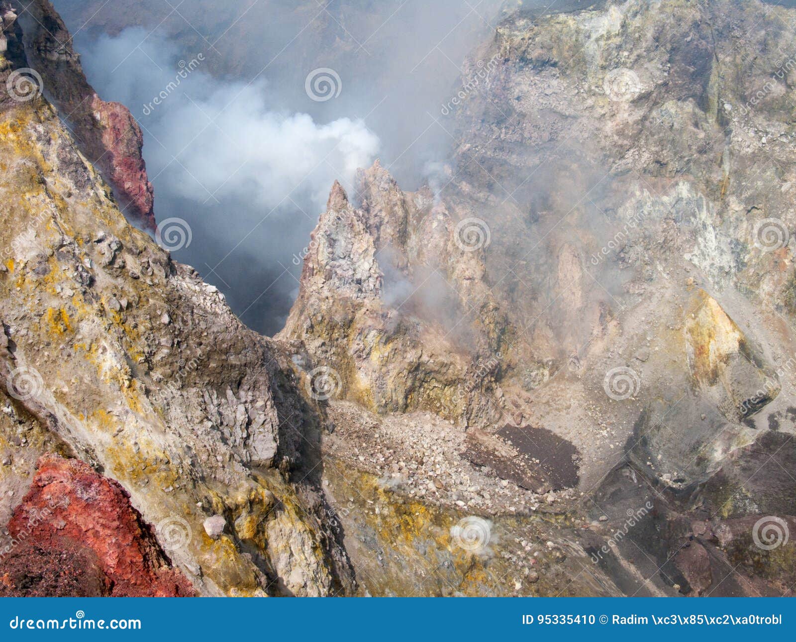 Steaming Craters of Mount Etna with Volcanic Fumes Stock Photo - Image ...