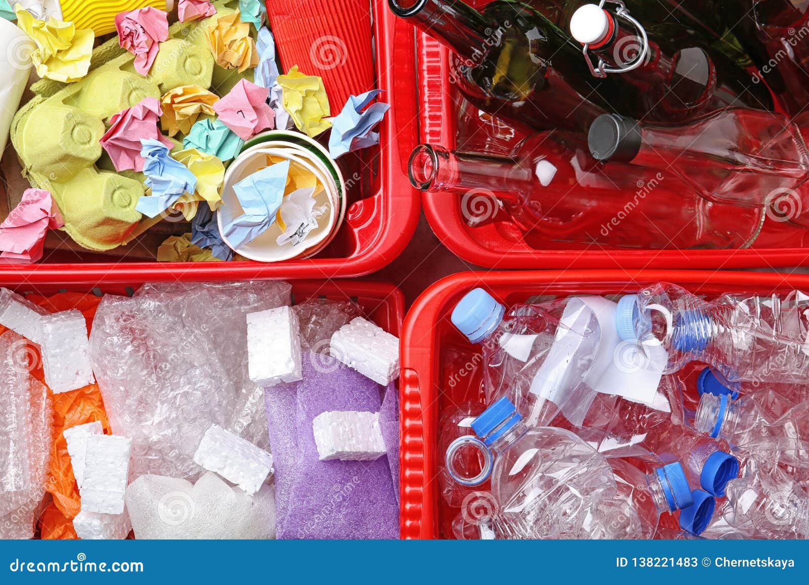 Crates with Assorted Garbage, Top View Stock Image - Image of garbage ...