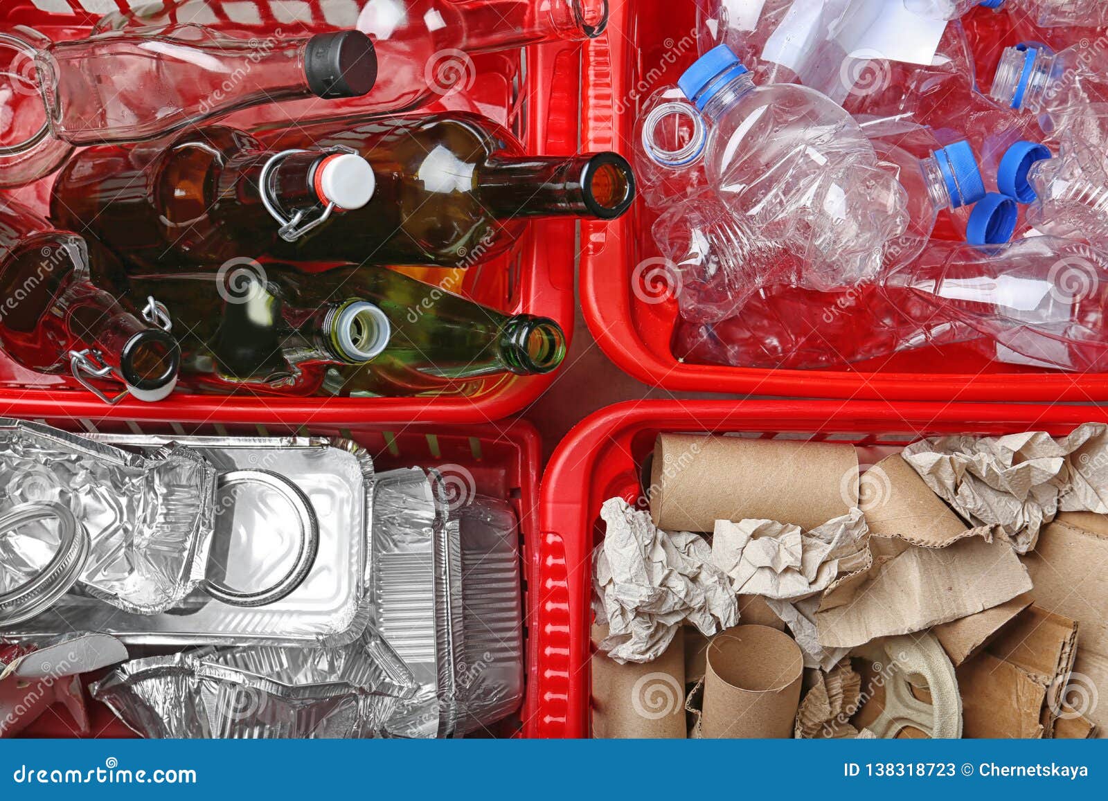 Crates with Assorted Garbage, Top View. Stock Image - Image of litter ...