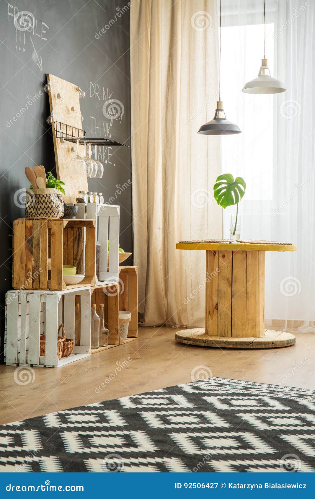Crates and Cable Spool in Room Stock Image - Image of home, house: 92506427