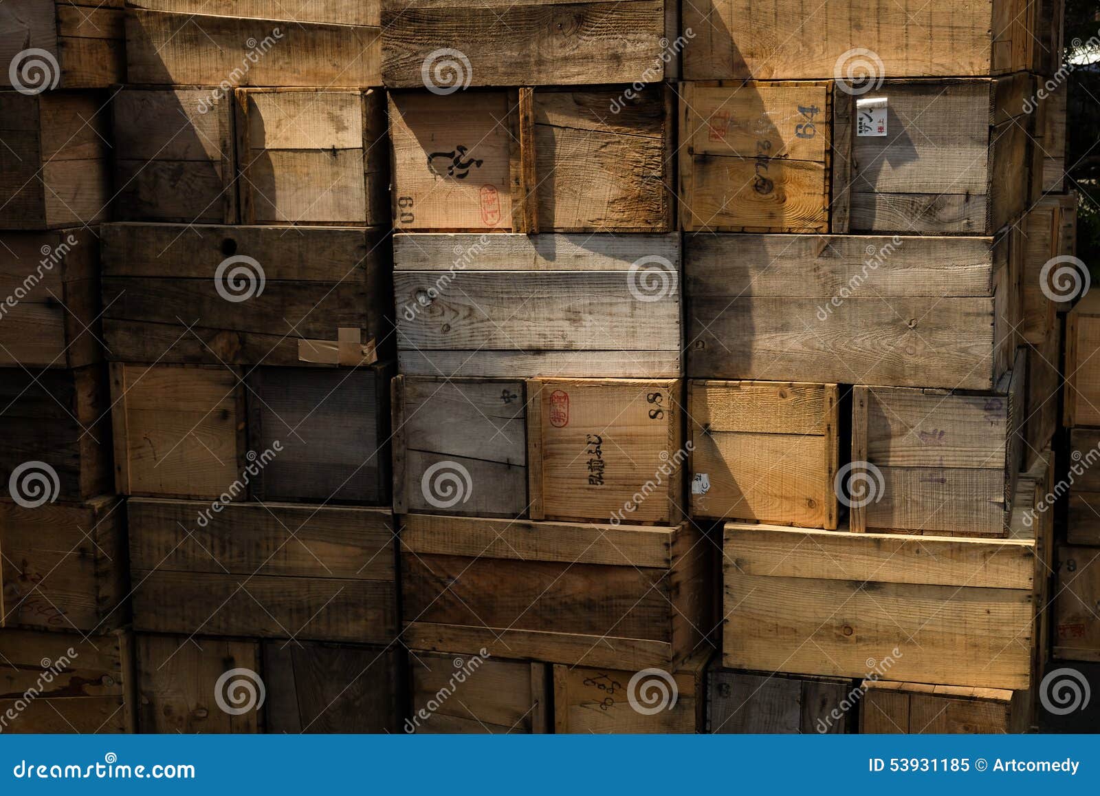 Crates Stack. Weathered Wooden Boxes Background Stock Image - Image of ...