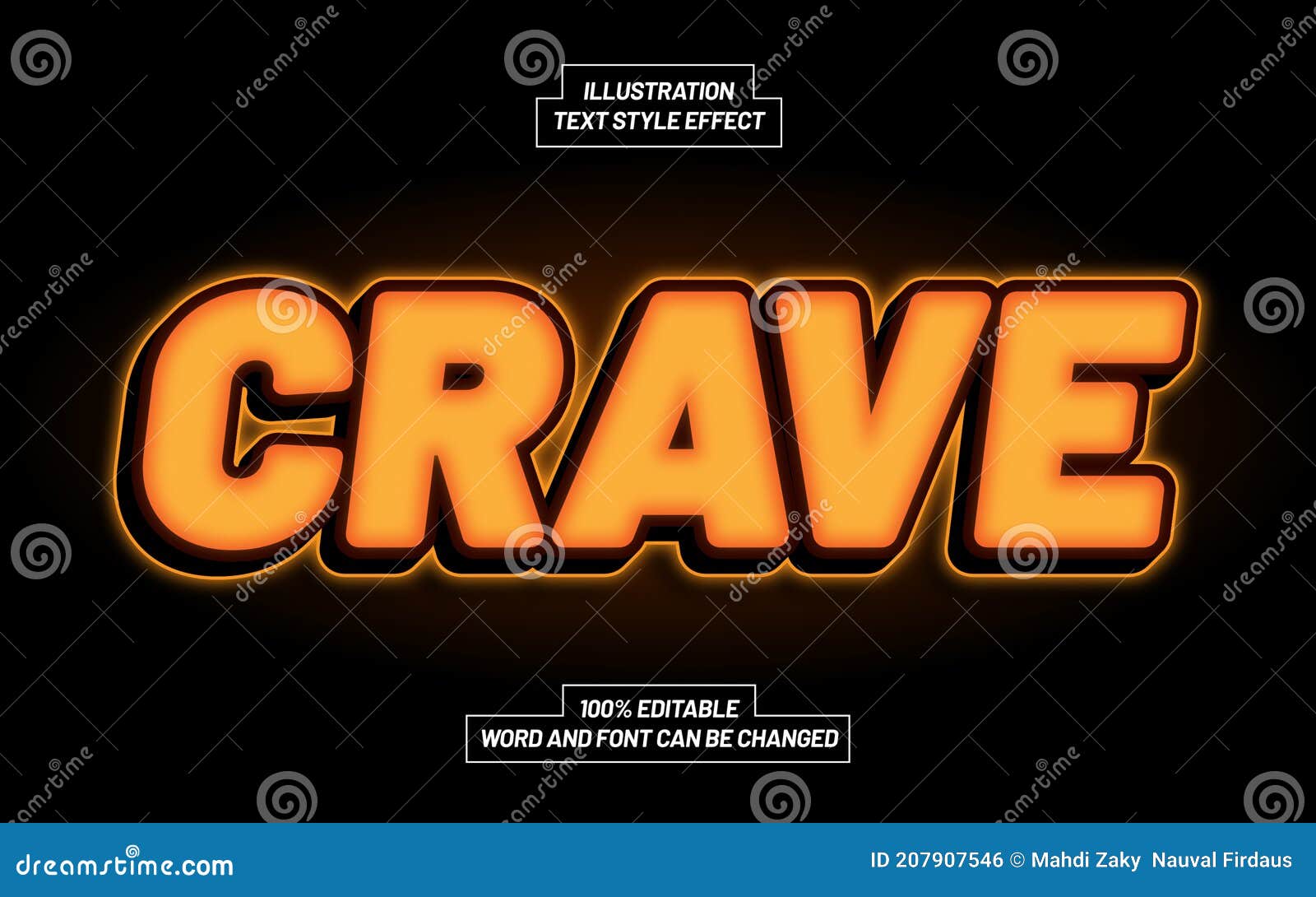 Crave 3D Bold Text Style Effect Stock Vector - Illustration of ...
