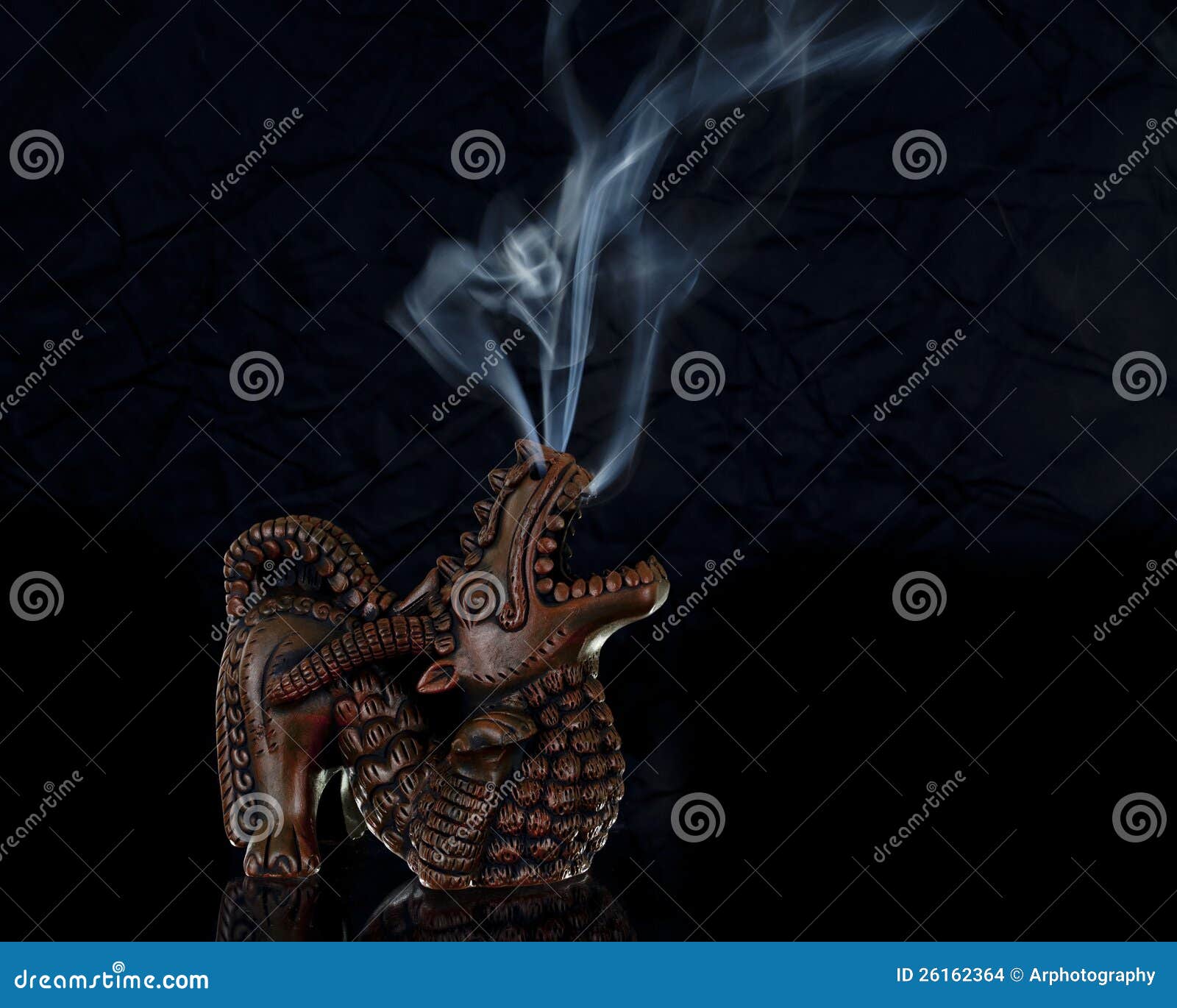 Craved Dragon Incense Burner Burning with Smoke Ri Stock Photo - Image ...