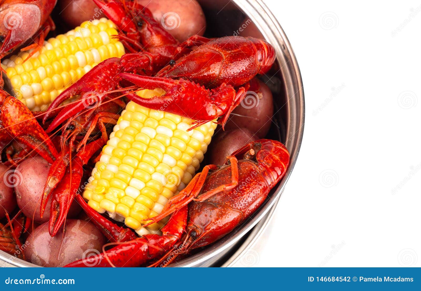 A Crawfish Boil with Corn on the Cob and Potatoes Stock Photo - Image ...