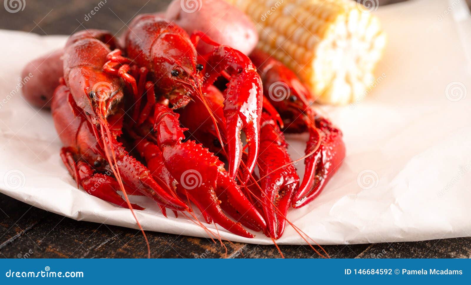 A Crawfish Boil with Corn on the Cob and Potatoes Stock Photo - Image ...