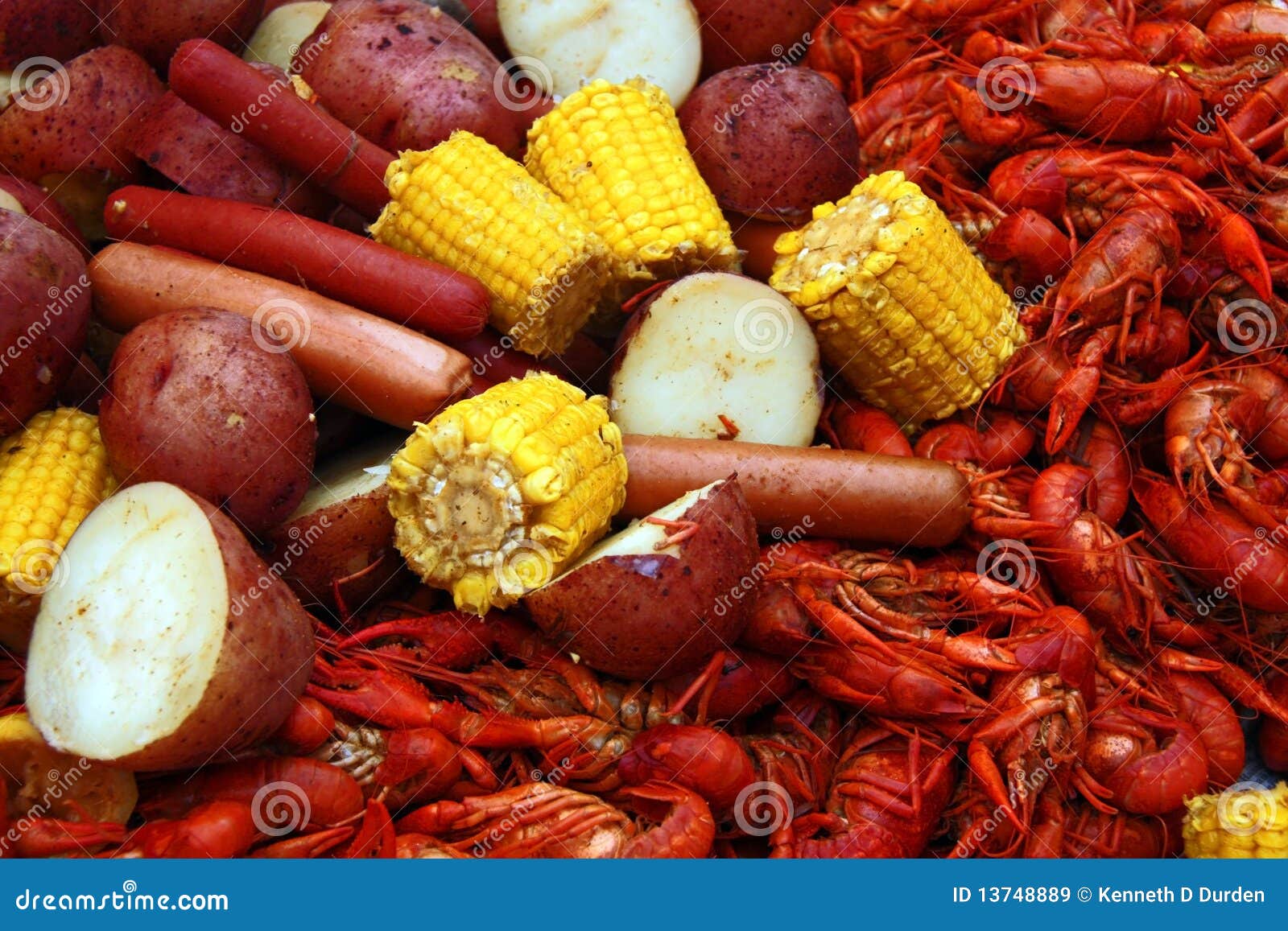 Crawfish Corn and Potatoes stock image. Image of seasoning - 13748889