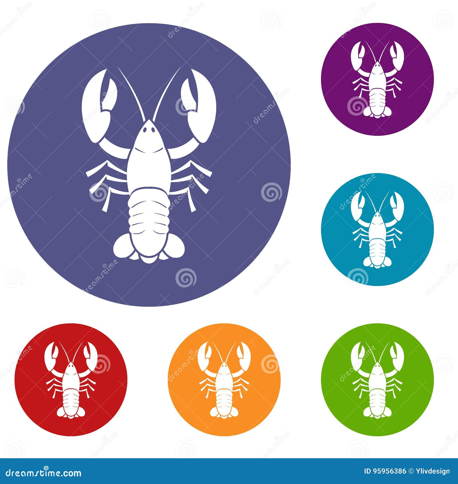 Crawfish icons set stock vector. Illustration of diet - 95956386