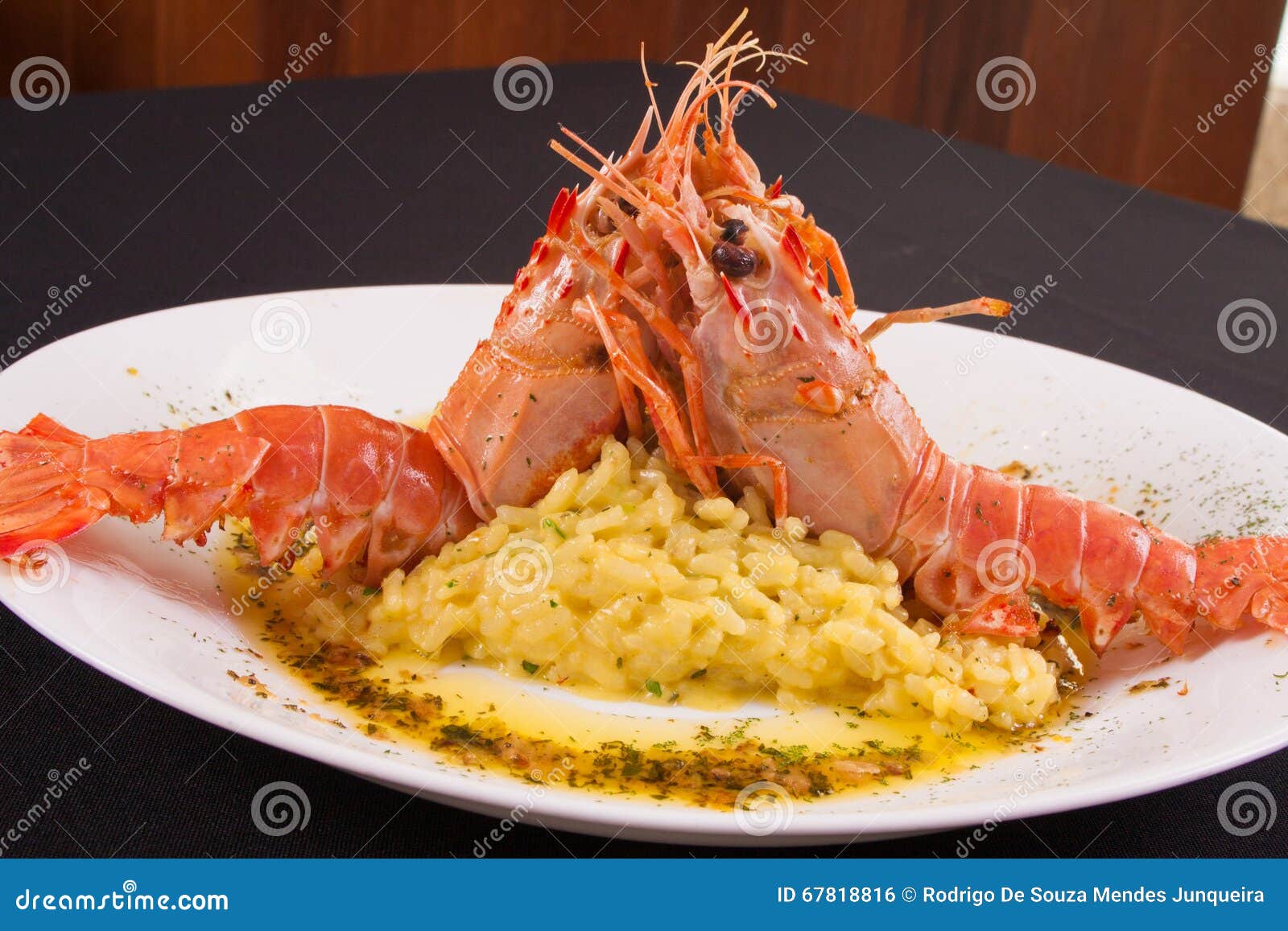 Crawfish with risotto stock photo. Image of pumpkin, white - 67818816