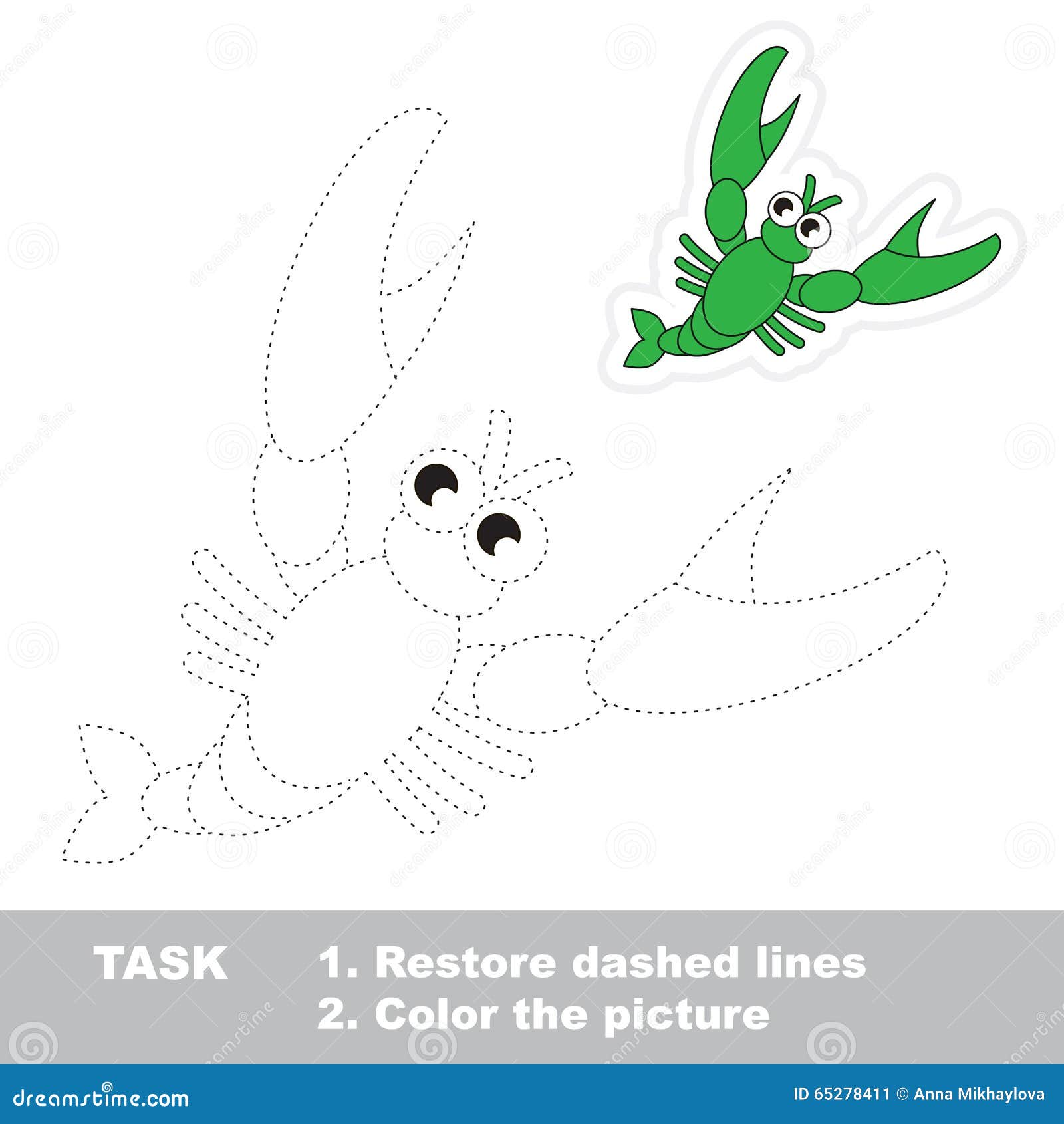 Crawfish To Be Traced. Vector Trace Game. Stock Vector - Illustration ...