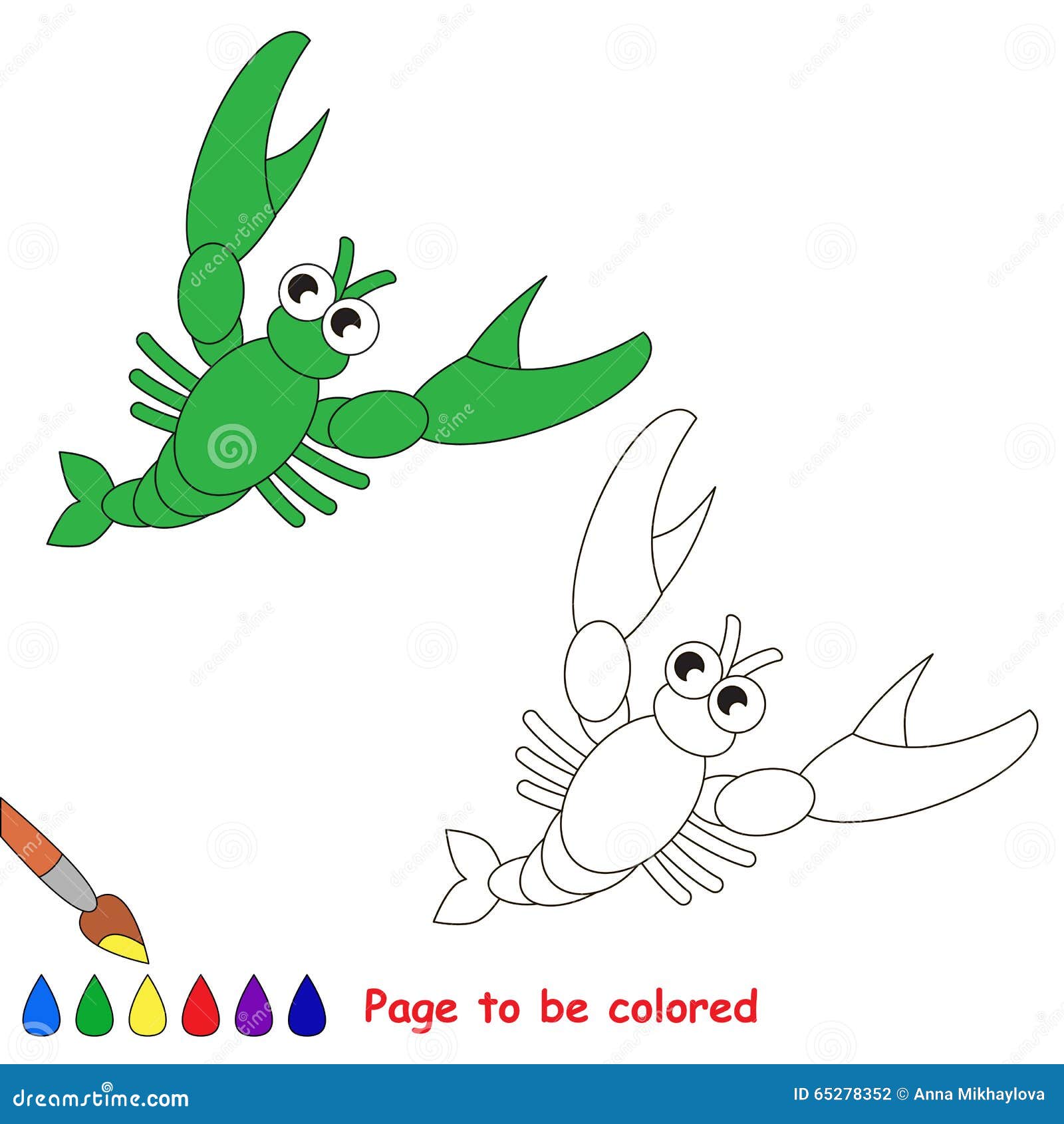 Crawfish Coloring Book Cartoon Cute Character Illustration Isolated On ...