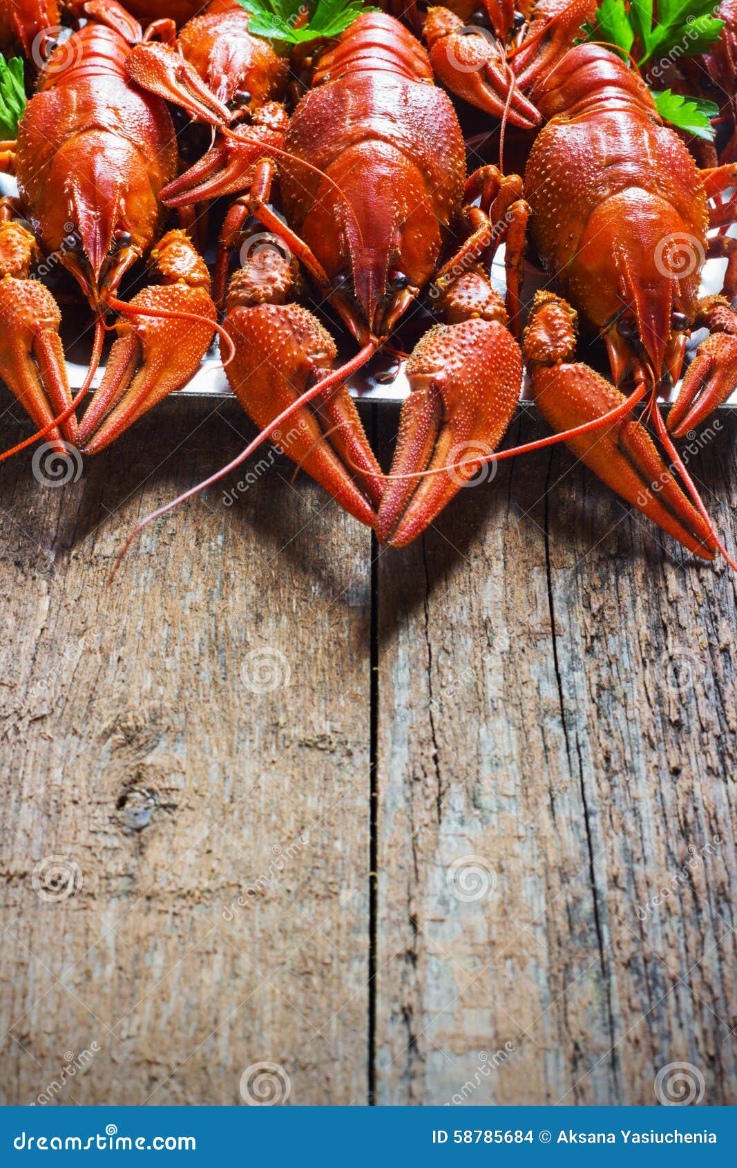 Crawfish on Wooden Background Stock Photo - Image of boiled, gourmet ...