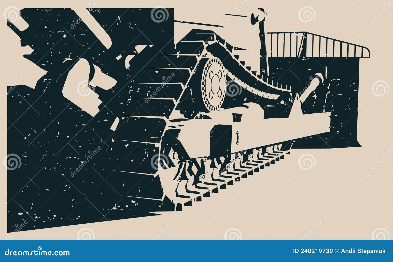 Crawler Bulldozer Retro Poster Template Stock Vector - Illustration of ...
