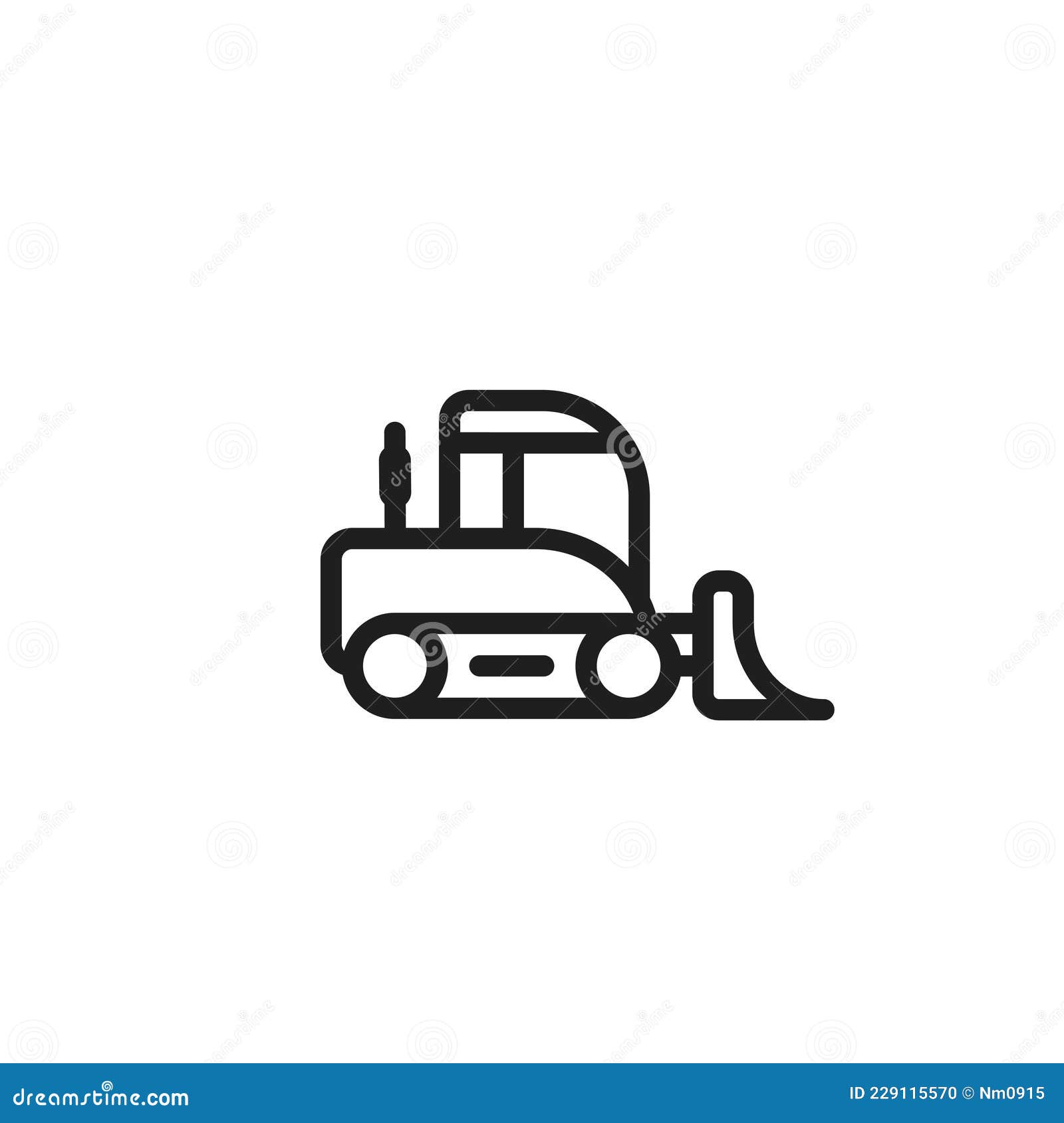 Crawler Dozer Line Icon. Skid Steer Loader, Earth Mover and ...