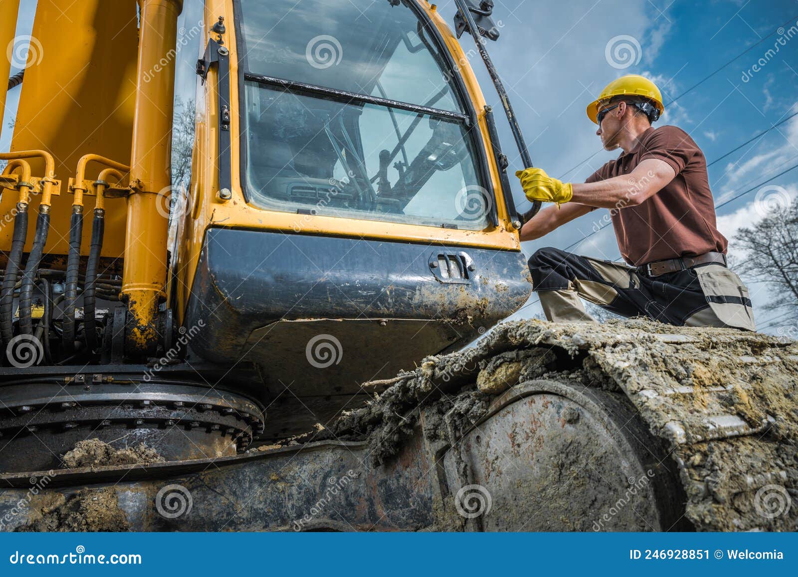Crawler Dozer Operator at Work Stock Image - Image of ground, earth ...