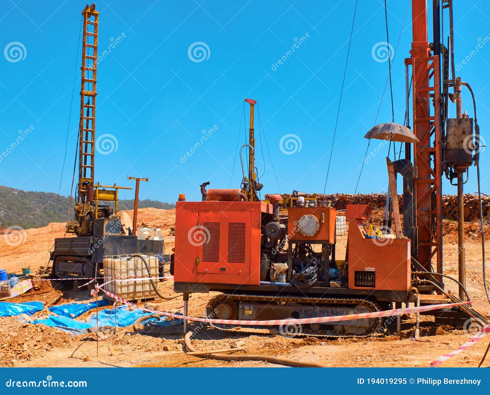 Crawler Drilling Rigs Perform Engineering And Geological Surveys Stock ...