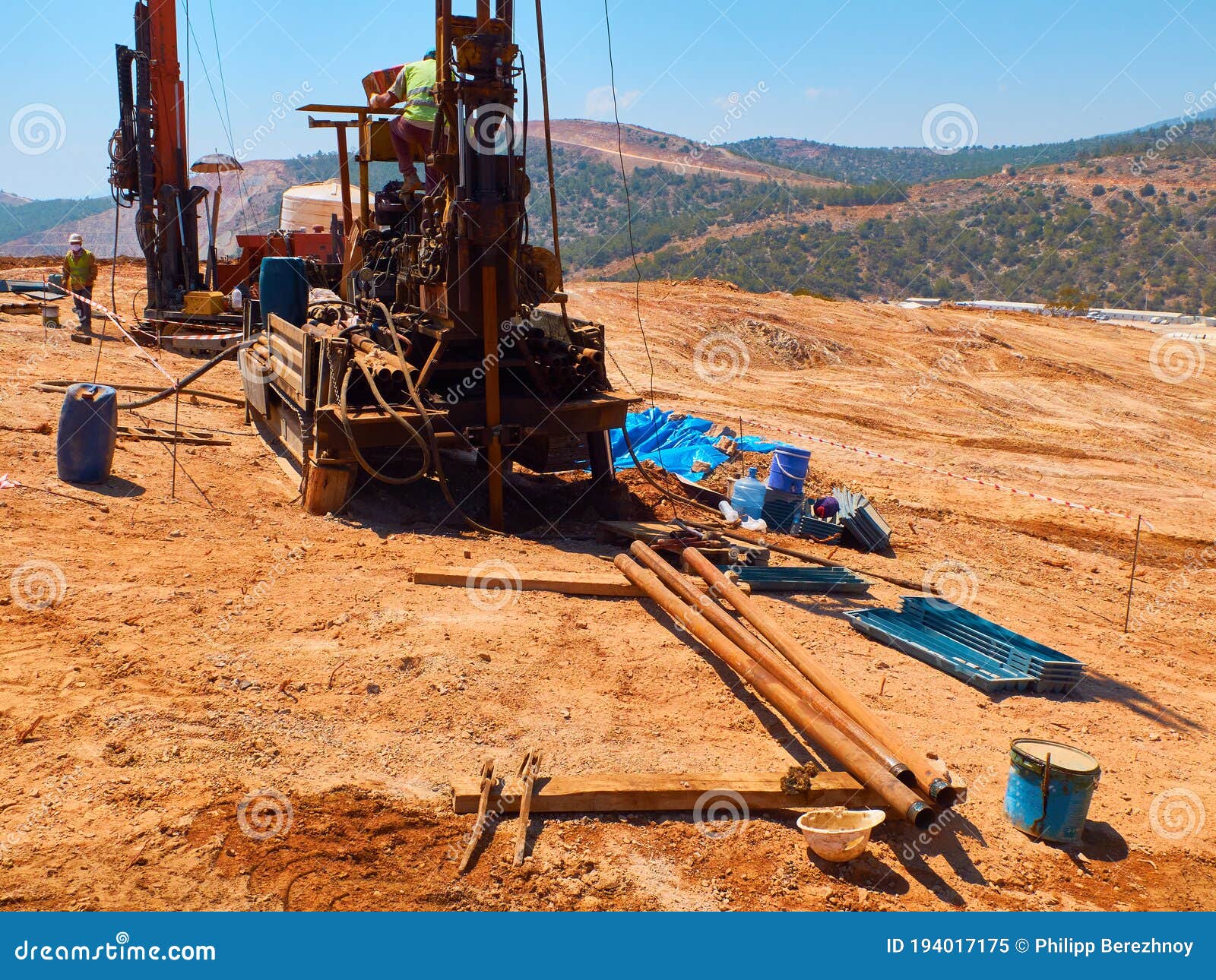 Crawler Drilling Rigs Perform Engineering and Geological Surveys Stock ...