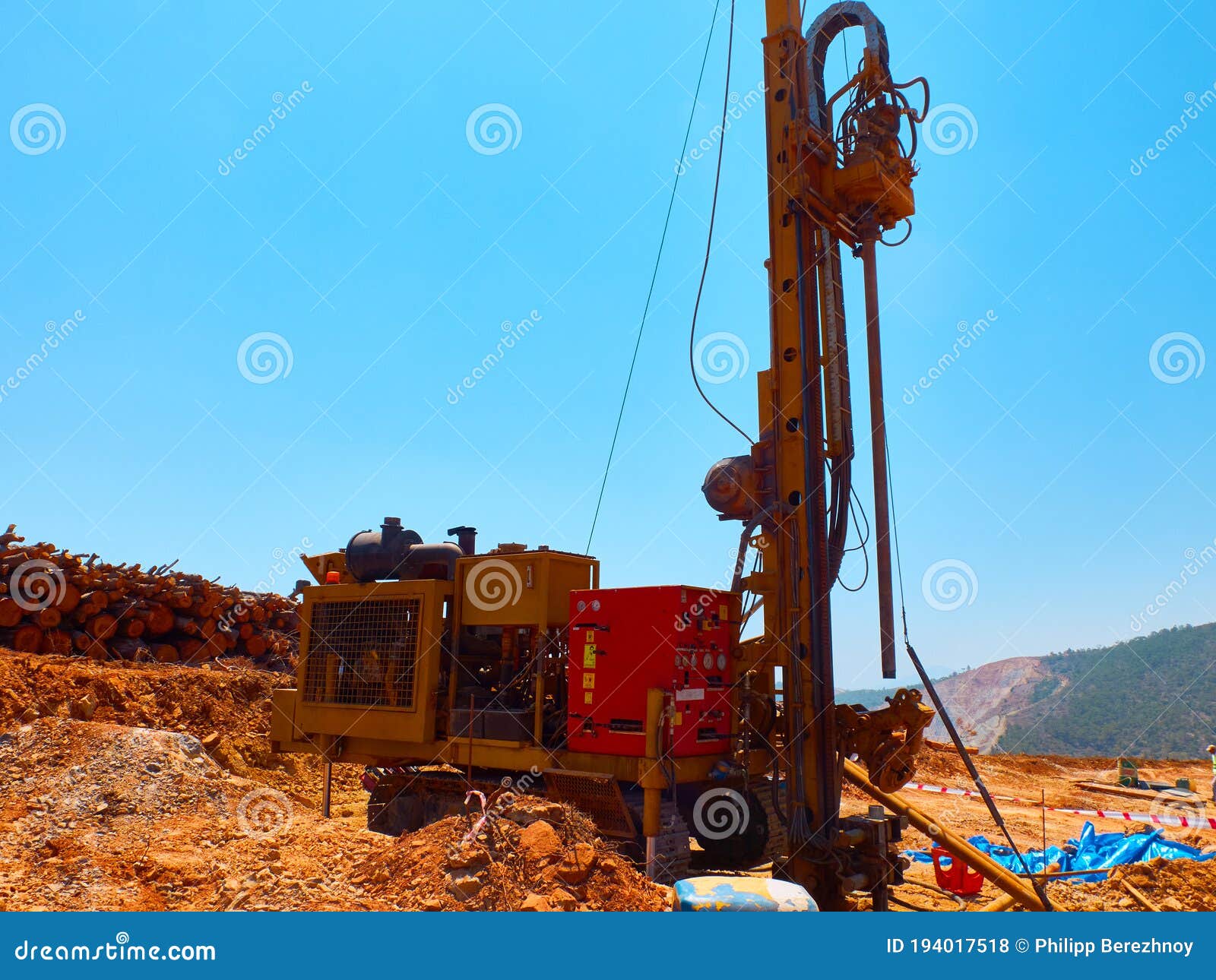 Crawler Drilling Rigs Perform Engineering and Geological Surveys Stock ...