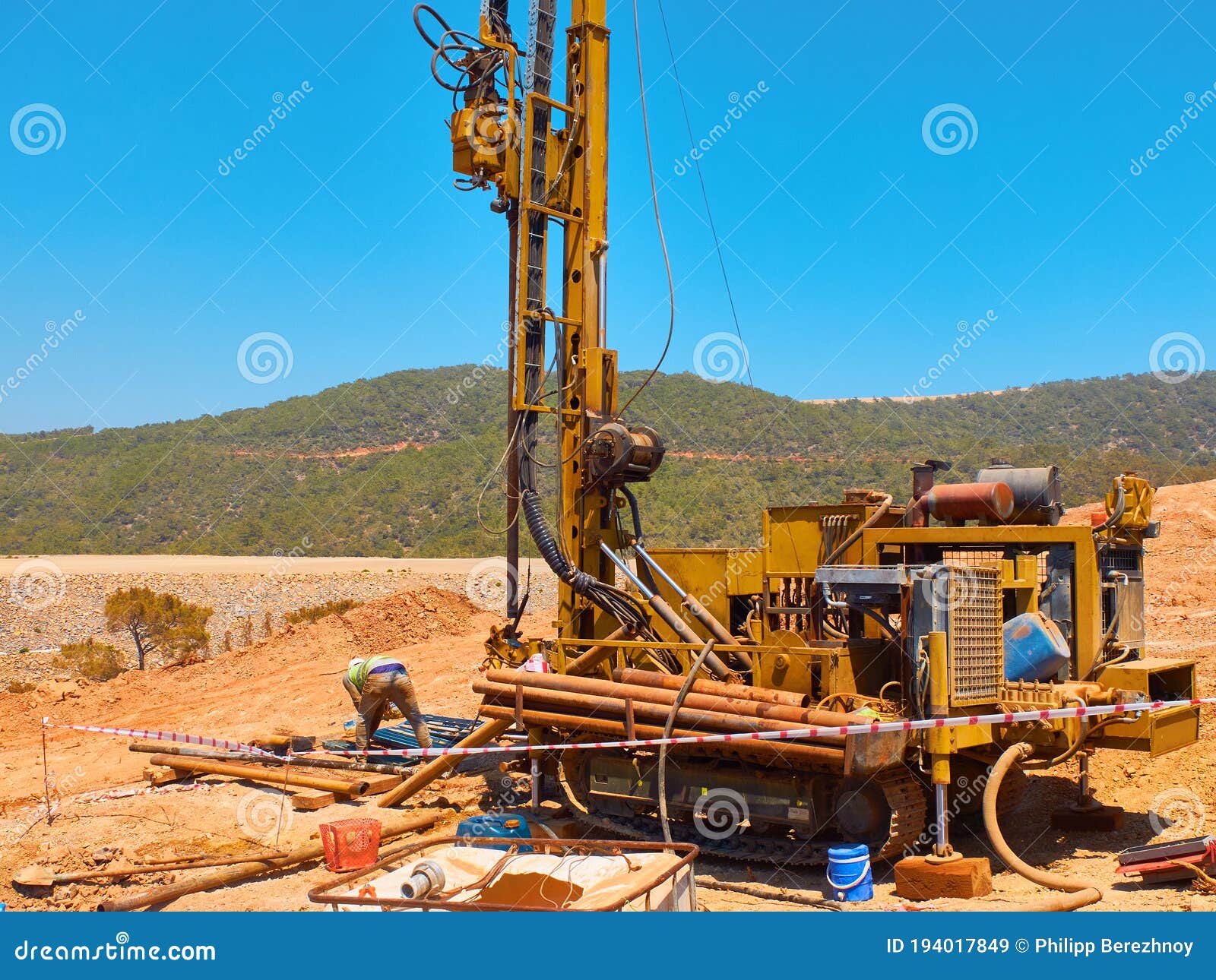 Crawler Drilling Rigs Perform Engineering and Geological Surveys Stock ...