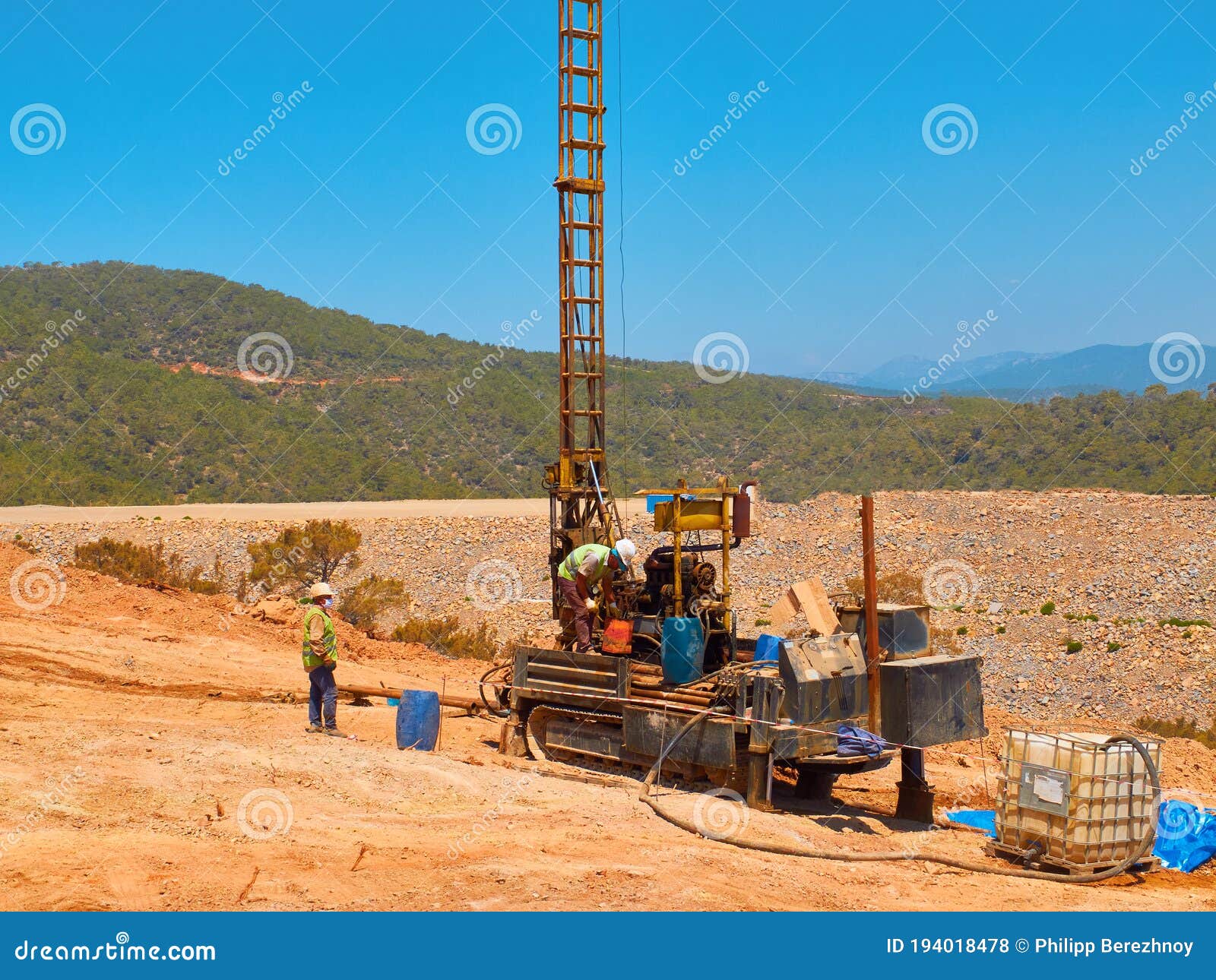 Crawler Drilling Rigs Perform Engineering and Geological Surveys Stock ...