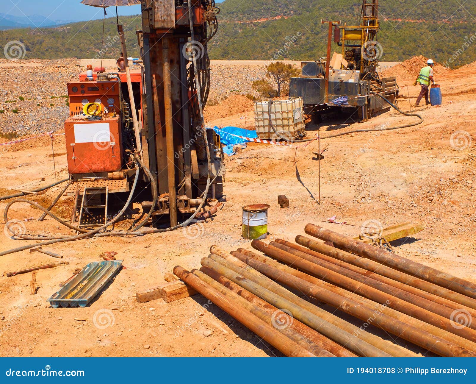 Crawler Drilling Rigs Perform Engineering and Geological Surveys Stock ...