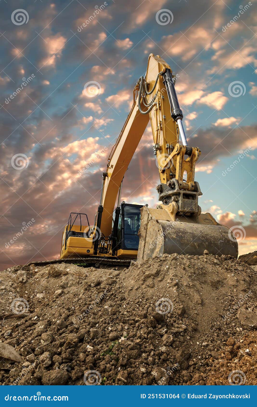 Crawler Excavator during Earthmoving Works on Construction Site Stock ...