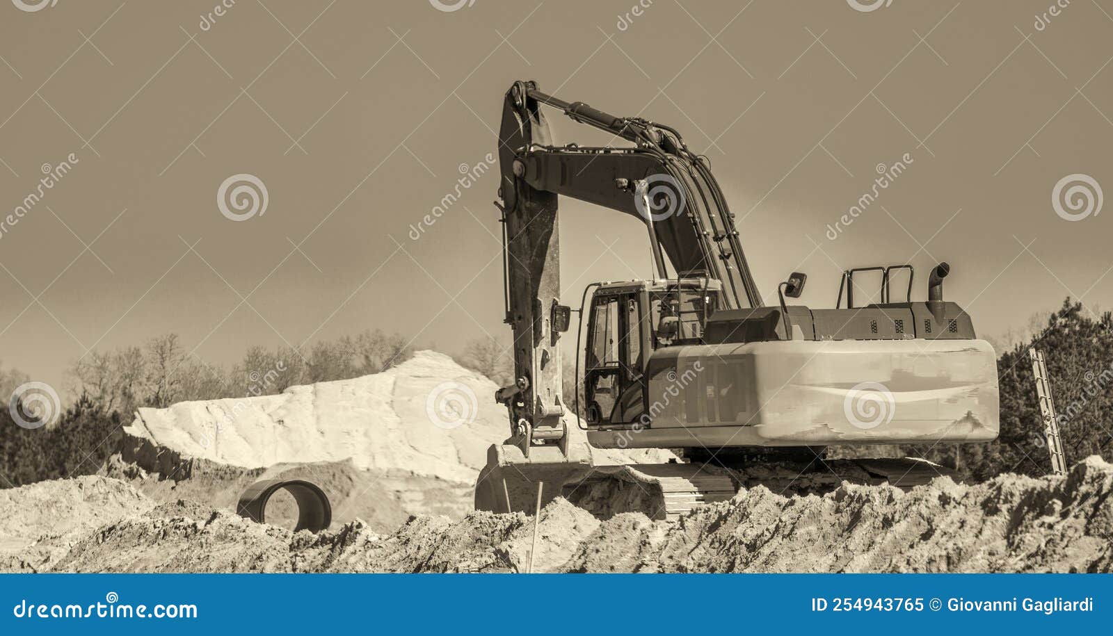 Crawler Excavator Front View Digging on Demolition Site Stock Image ...