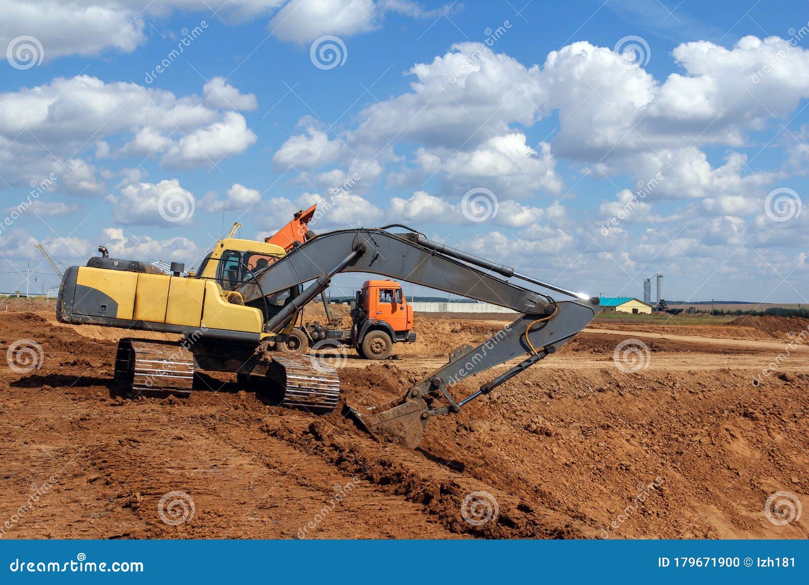 Crawler Excavator Front View. Special Equipment for Construction ...