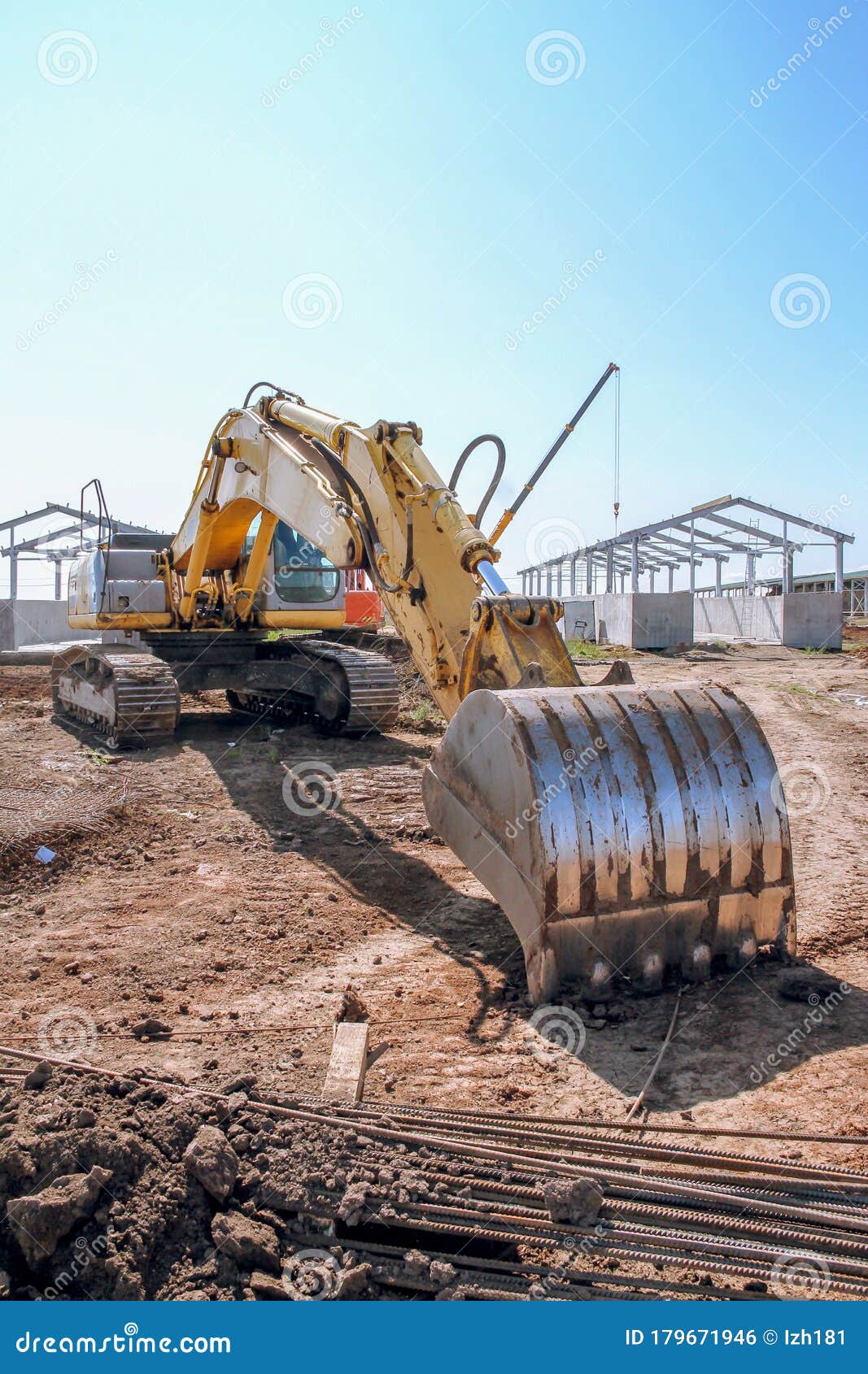 Crawler Excavator Front View. Special Equipment for Construction ...