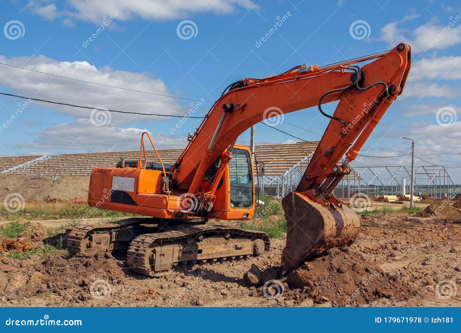 Crawler Excavator Front View. Special Equipment for Construction ...