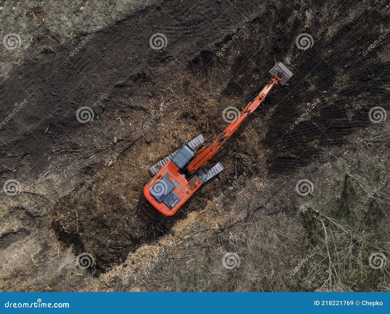 Crawler Excavator Top View Digging on Construction Site Stock Image ...