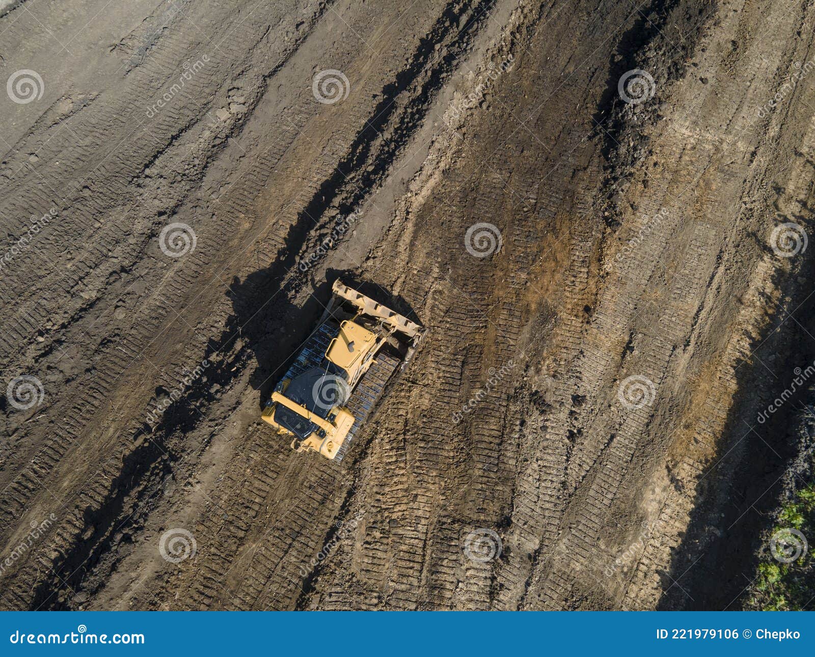 Crawler Excavator Top View Digging on Construction Site Stock Photo ...
