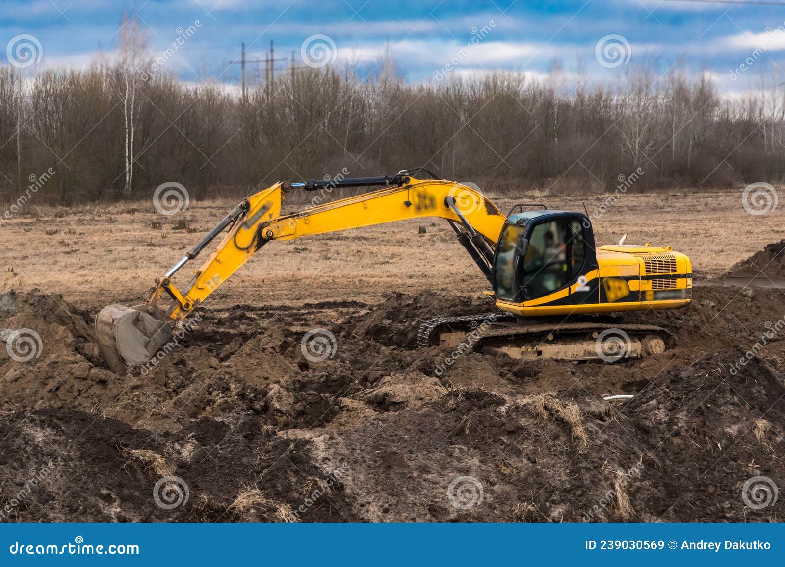 Crawler Excavator Work Soil Digging in an Industrial Area or on a ...