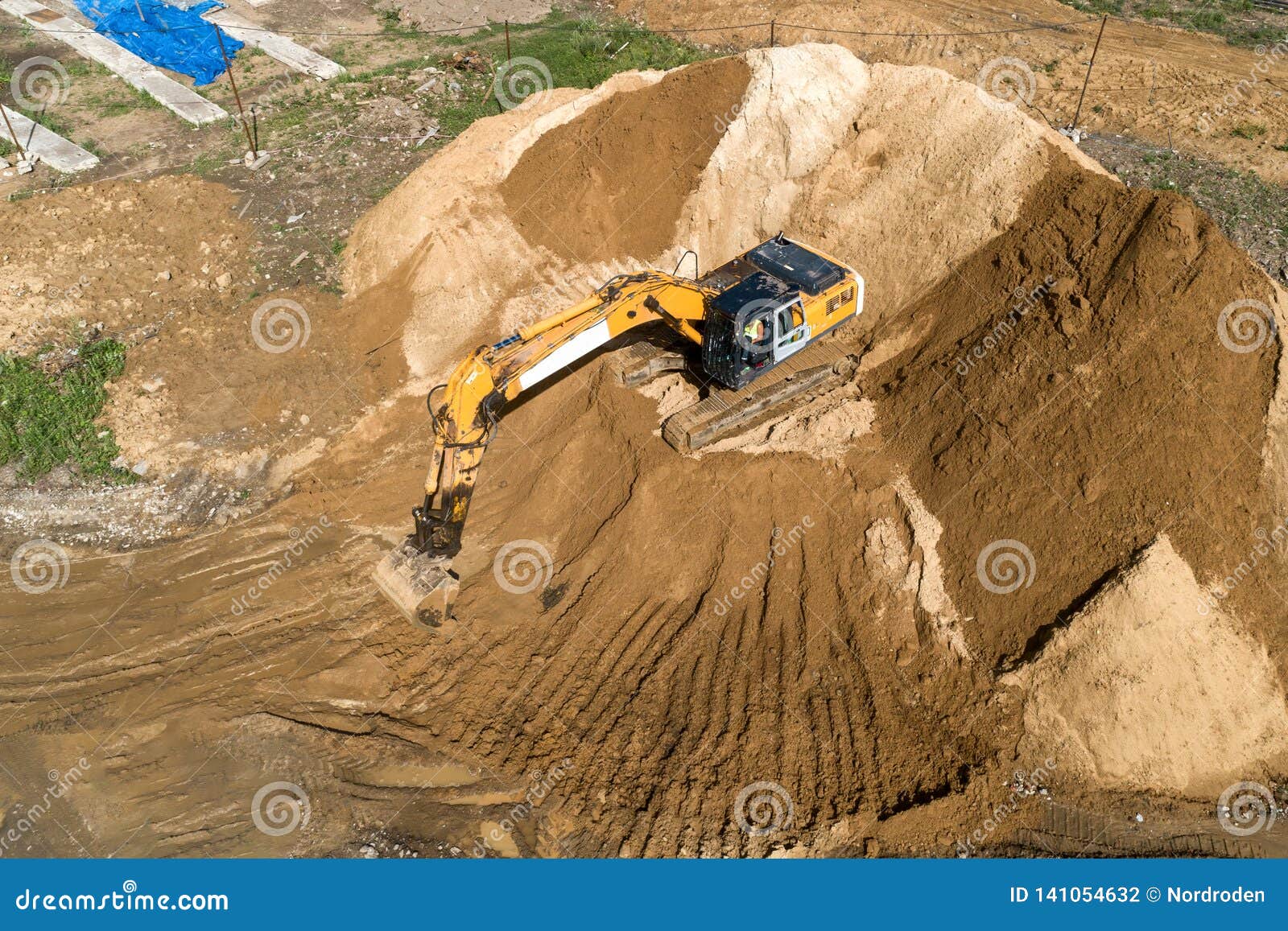 Crawler Excavator while Working. Producing Earthworks Stock Photo ...