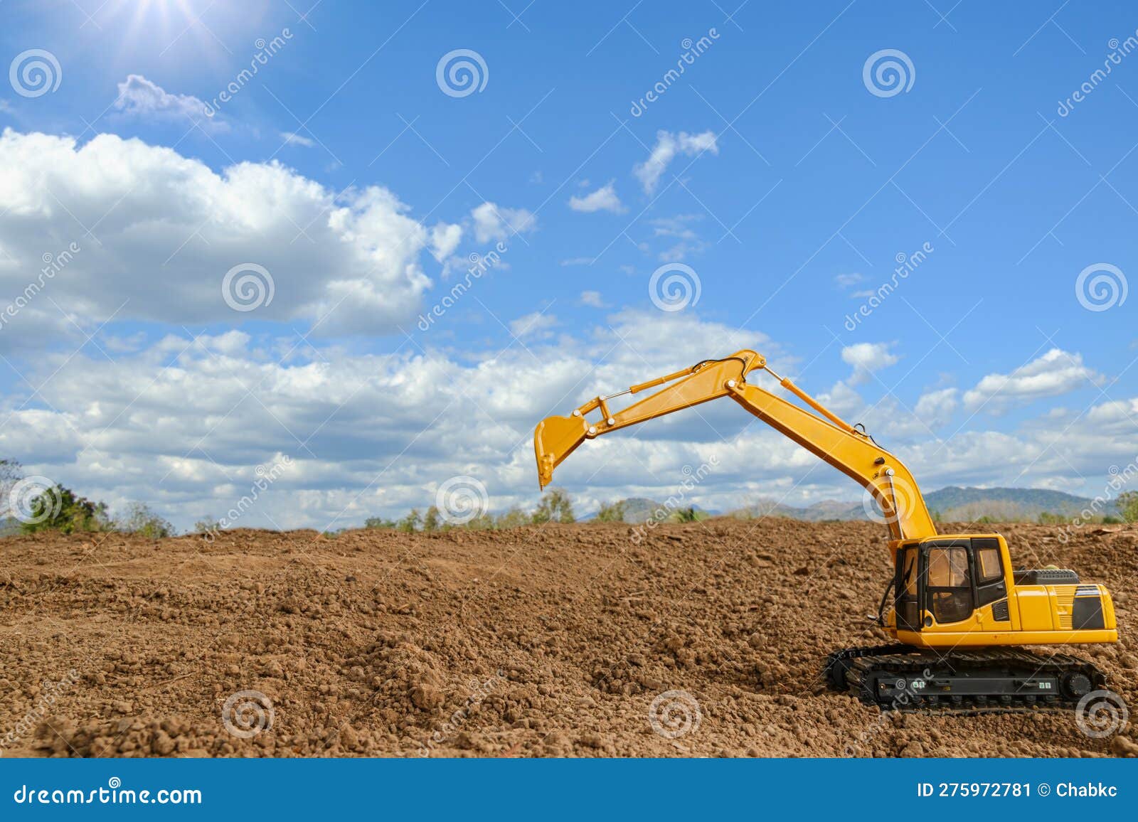 Crawler Excavators Silhouette Are Digging The Soil In The Construction ...